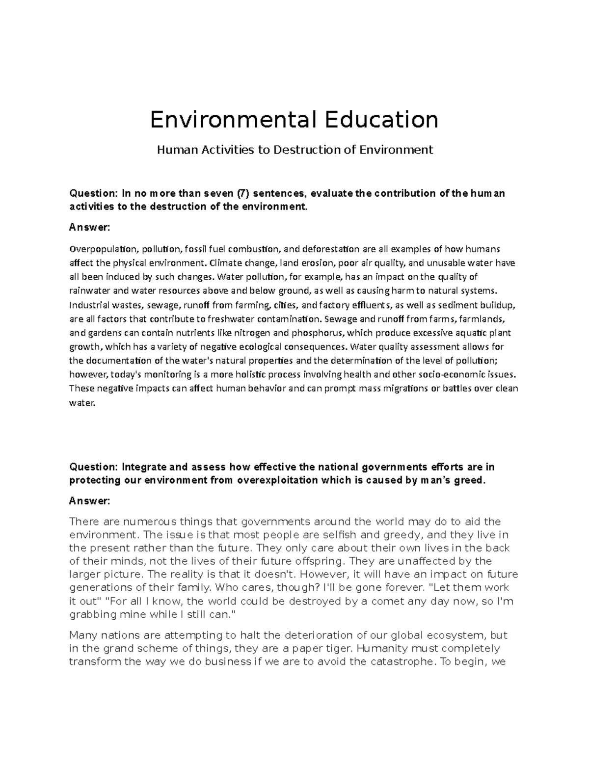 National Service Training Program - Environmental Education Human ...