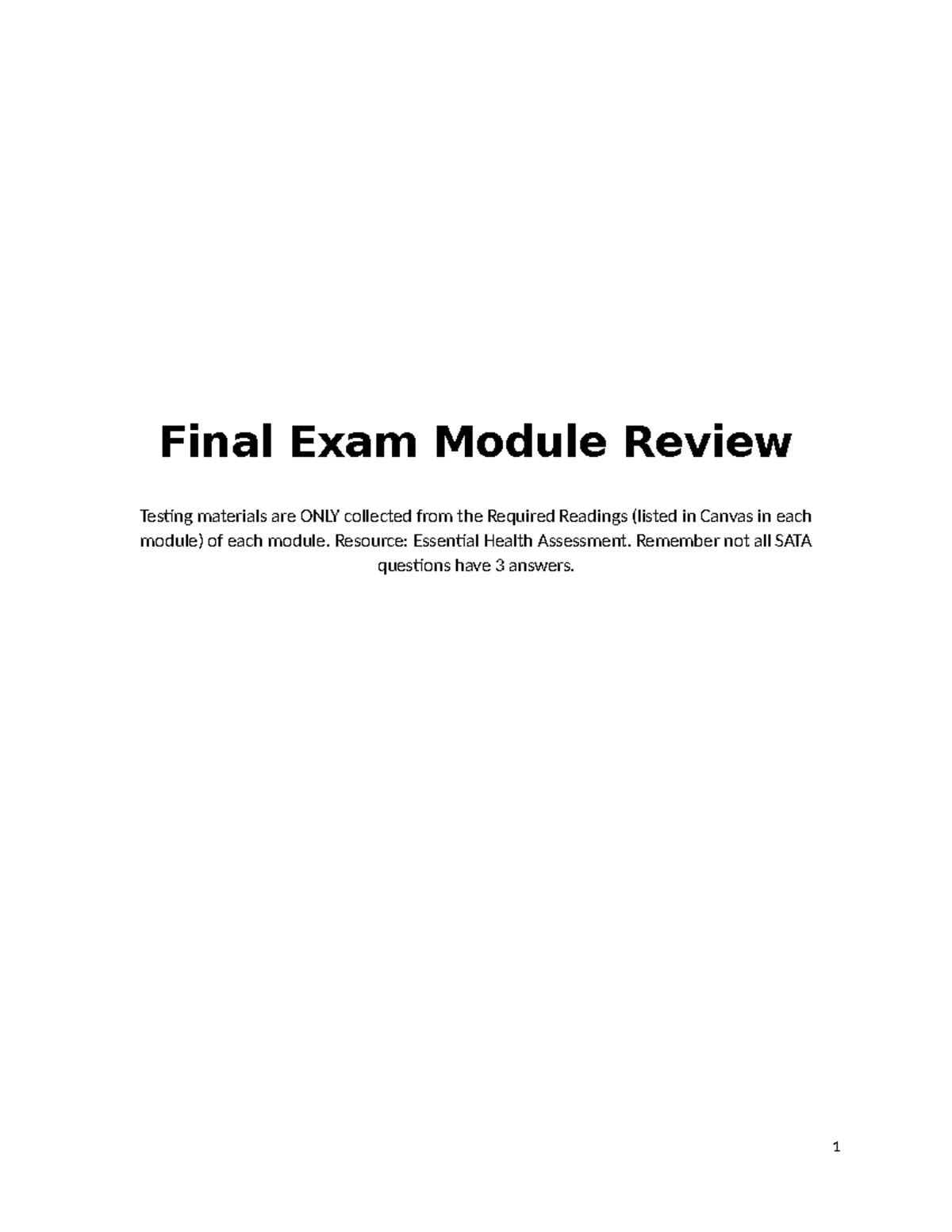 Exam 5 Module Student - FINAL EXAM NOTES - Final Exam Module Review ...