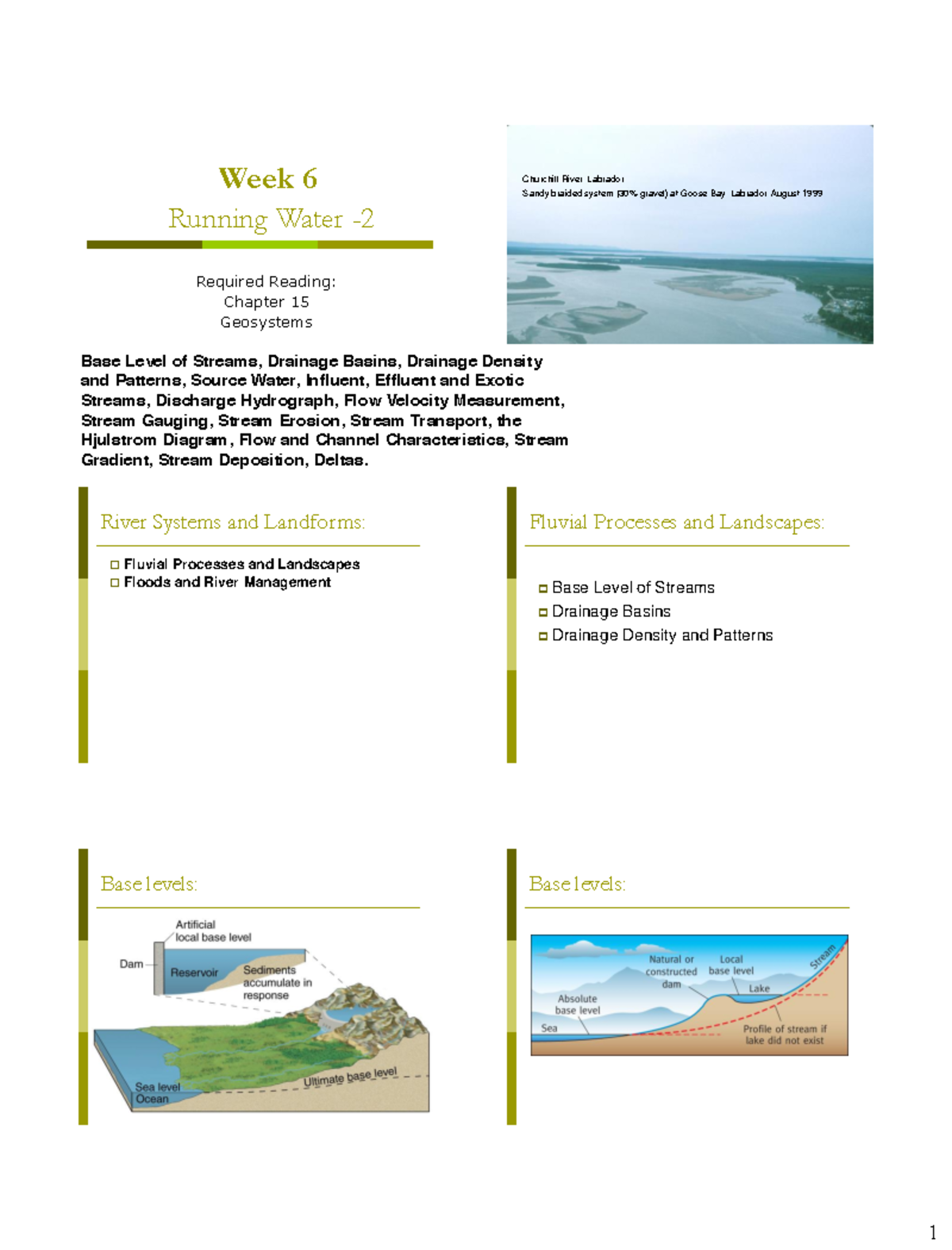 6.2 Geo Runing Water - Lecture notes - Week 6 Running Water - 2 ...