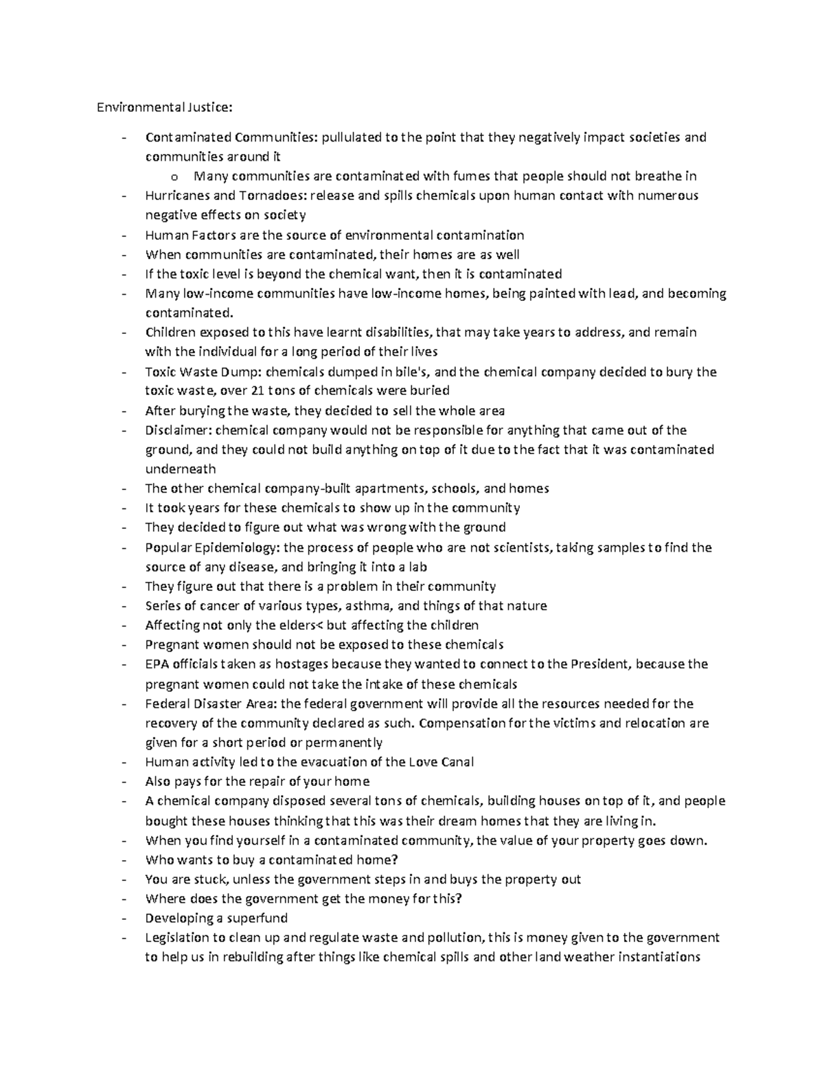Envi notes 1 - Environmental Justice: Contaminated Communities ...