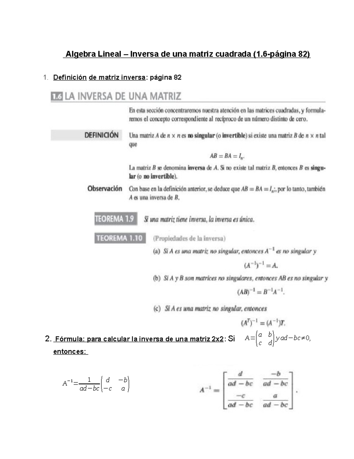 Clase 8-Inversa de una matriz cuadrada (1.6) (I-21) - Algebra Lineal ...