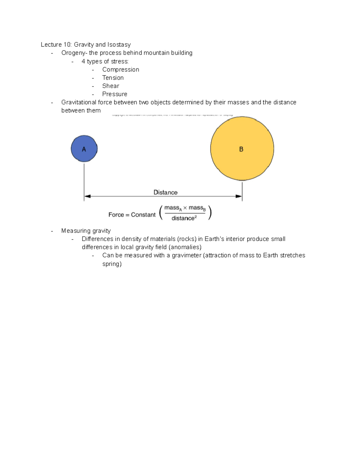 Geology Notes Pt. 2 - Lecture 10: Gravity and Isostasy - Orogeny- the ...