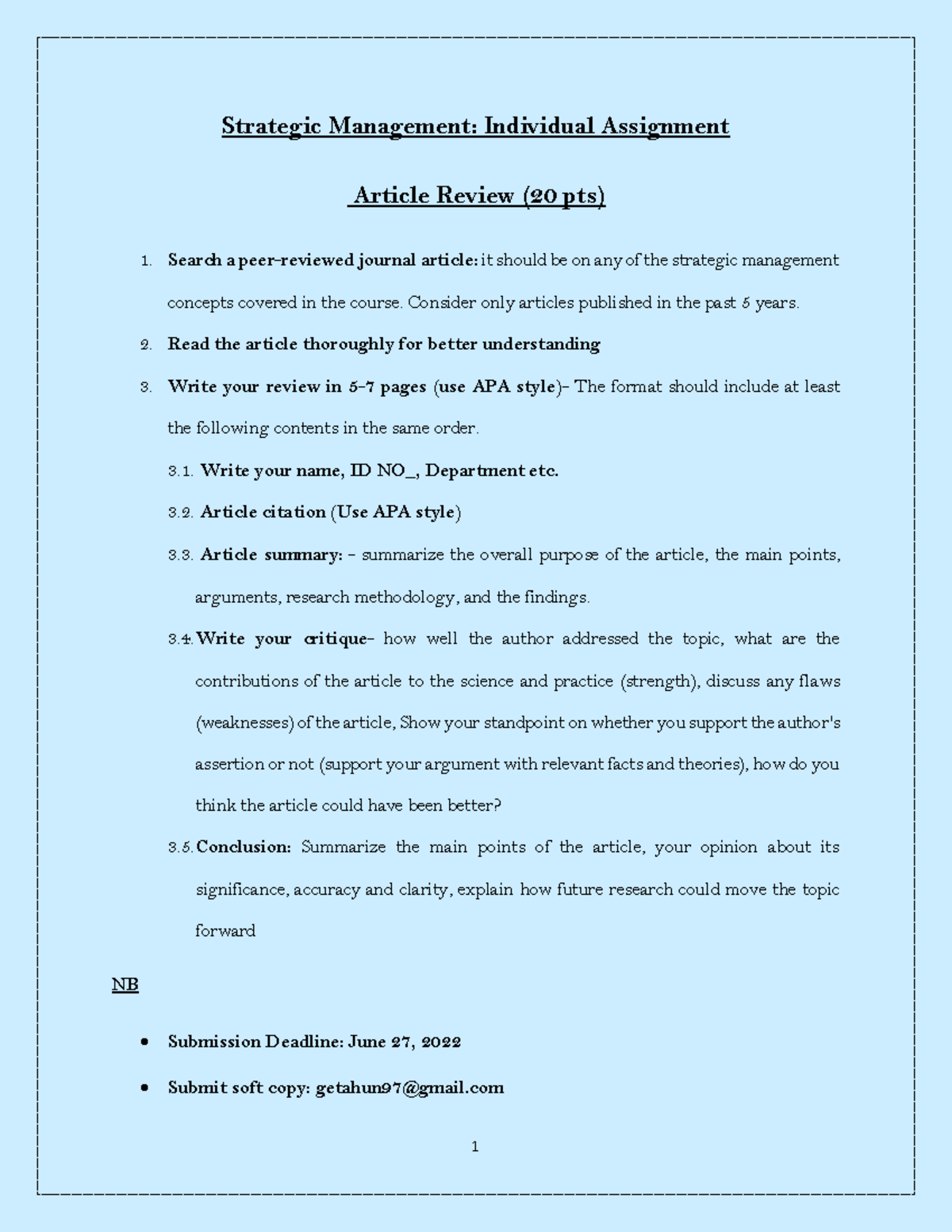 4 5908991292594982134 - 1 Strategic Management: Individual Assignment ...