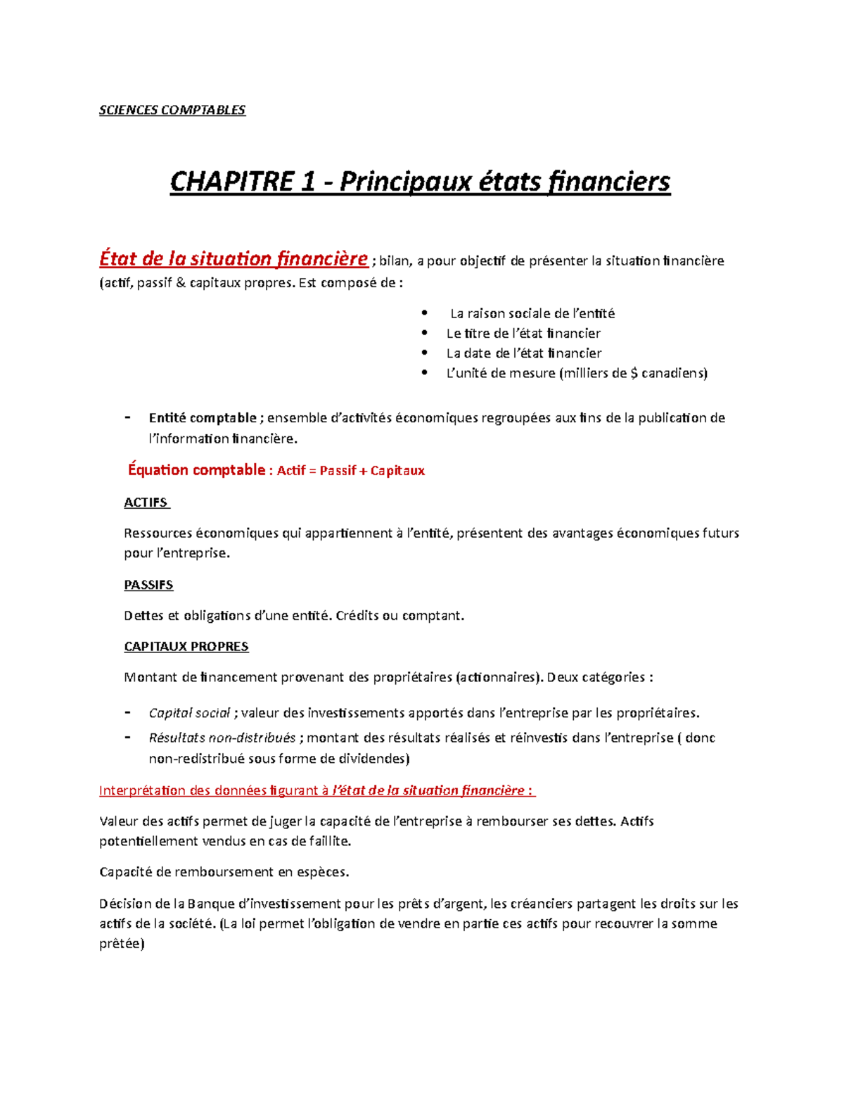 Notes de cours - Chapitre 1 d'introduction à la comptabilité, les ... Notes de cours - Chapitre 1 d'introduction à la comptabilité, les ...