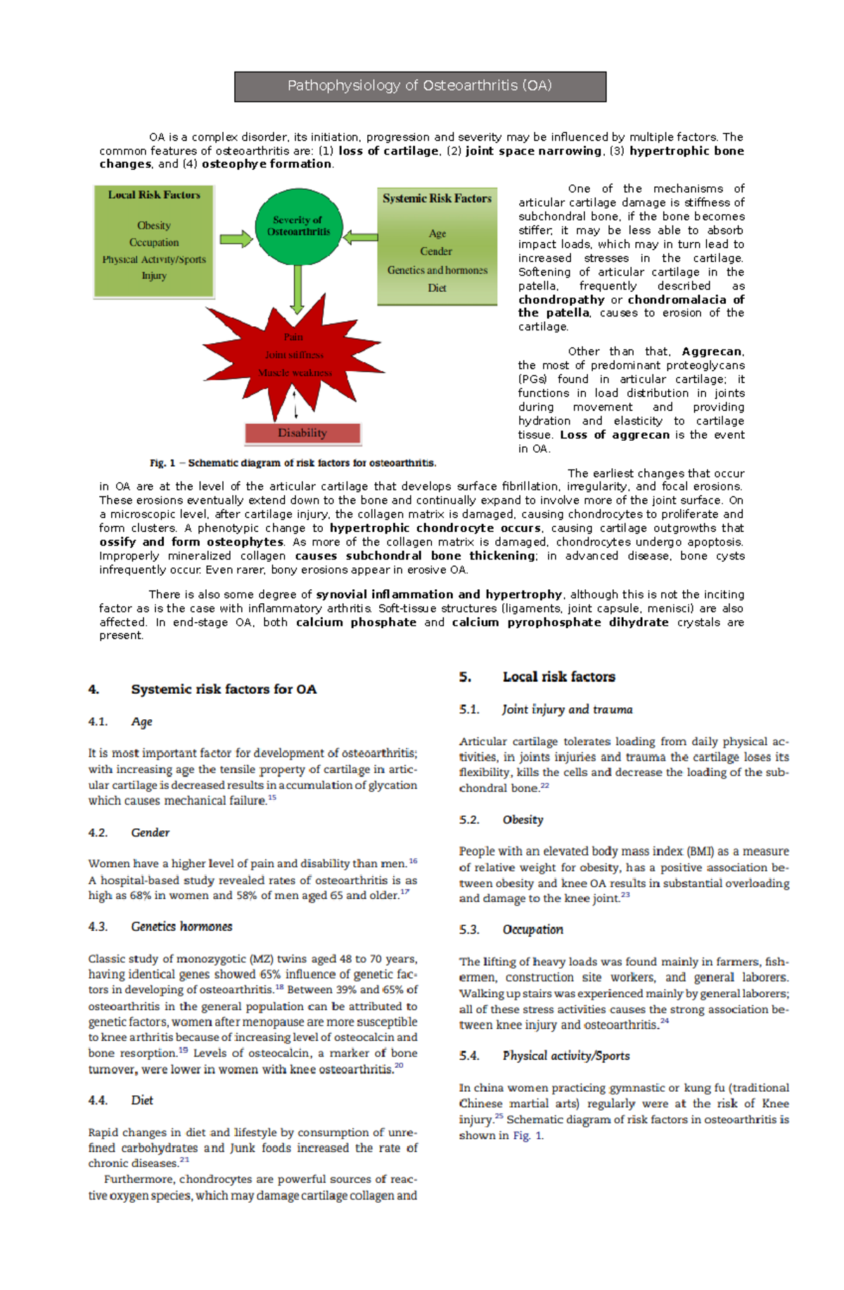 Pathophysiology of OA and its Symptoms - OA is a complex disorder, its ...
