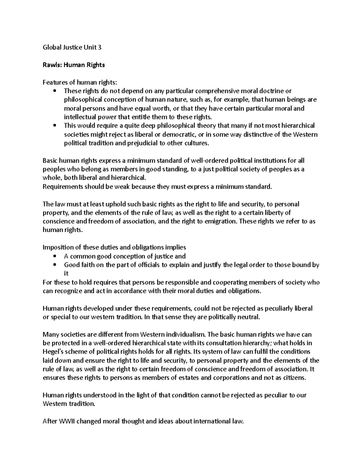 Global Justice Unit 3 - Lecture notes Unit 3 - Global Justice Unit 3 ...