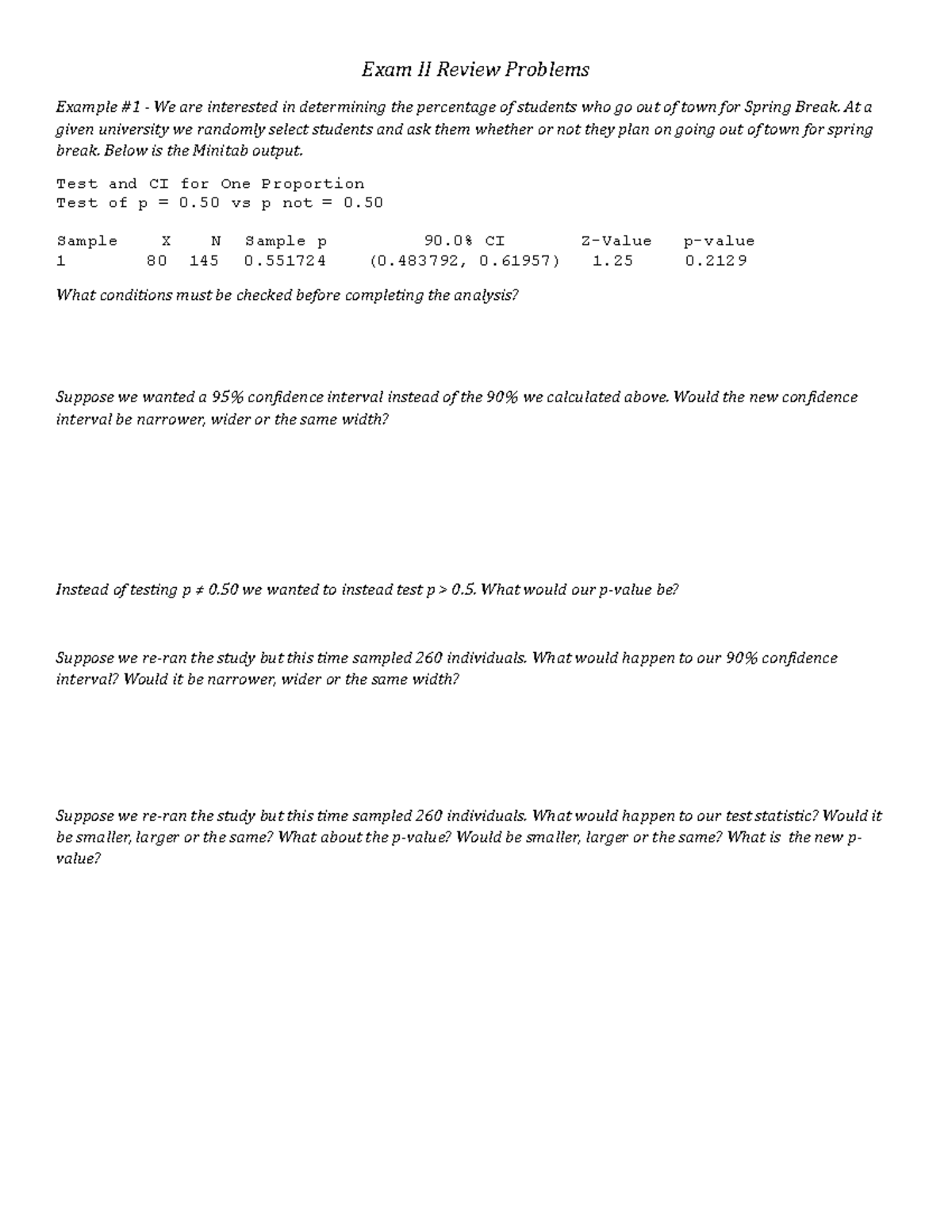 Stat 0200 F2022 Exam II Review Problems - Exam II Review Problems ...