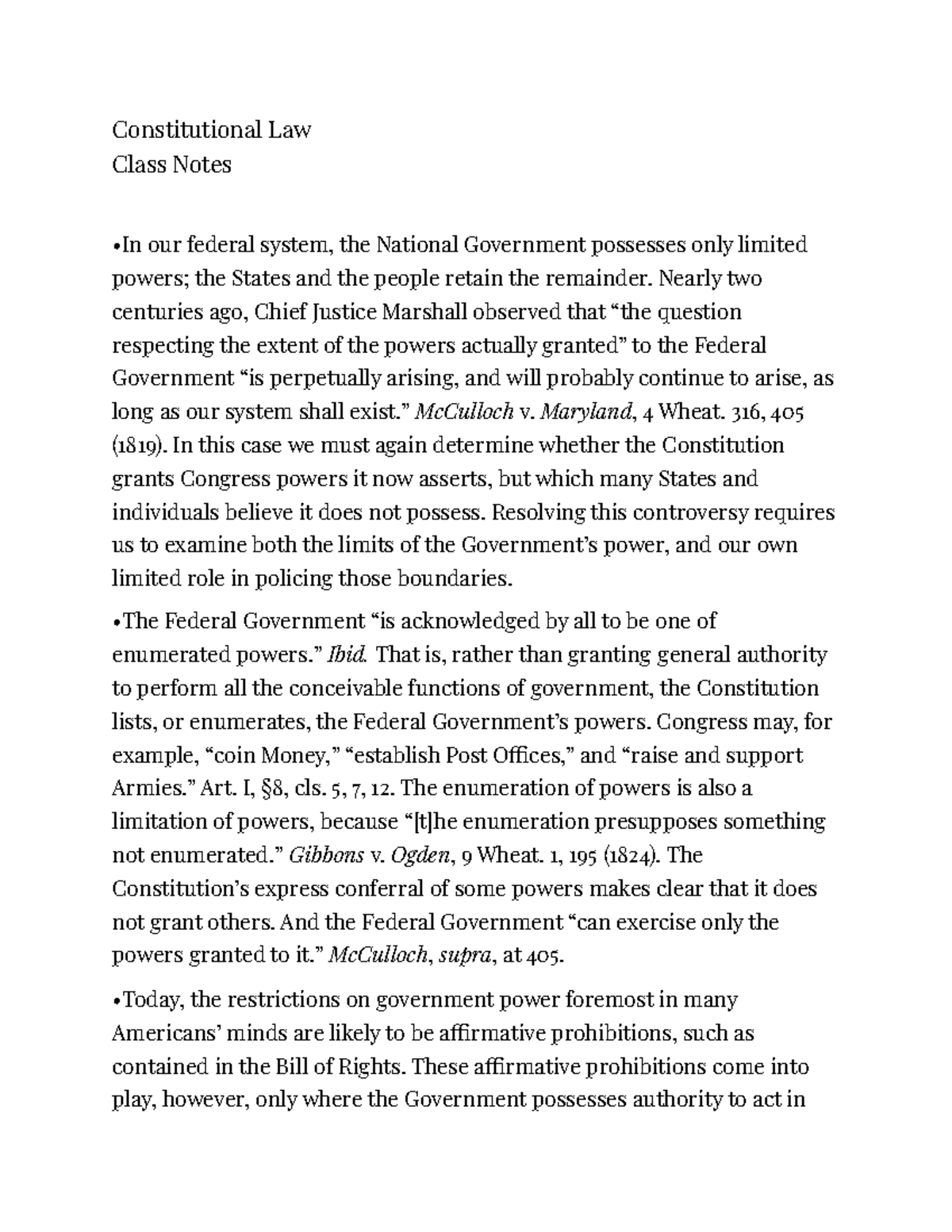 Constitutional LAW 3 - Court cases - Constitutional Law Class Notes •In ...