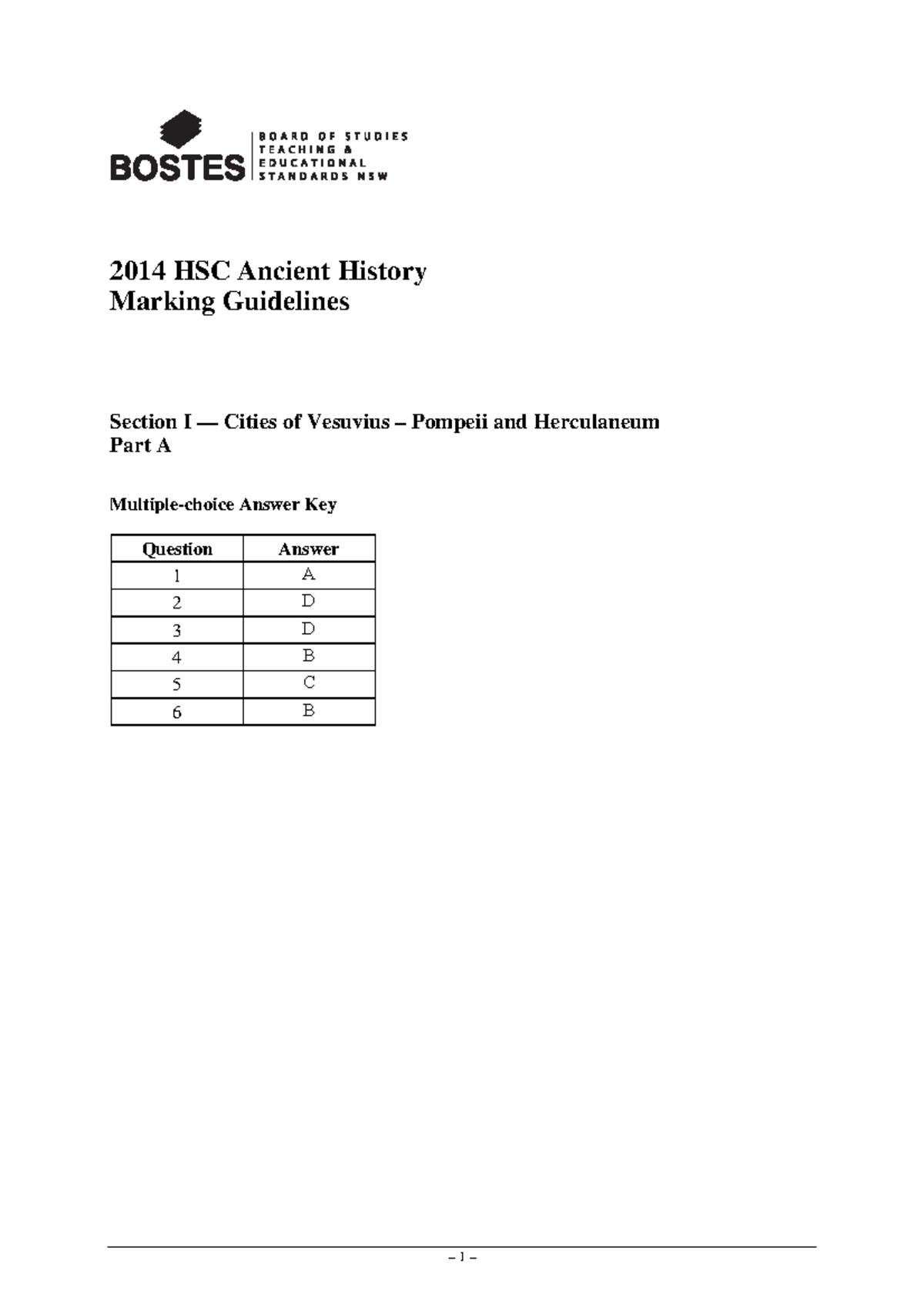 Ancient history hsc mg 2014 - 2014 HSC Ancient History Marking ...