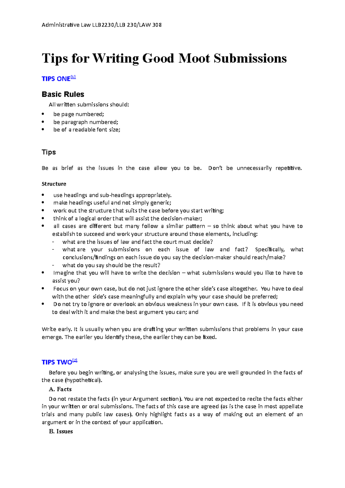 Tips for Writing Good Moot Submissions - Don’t be unnecessarily ...