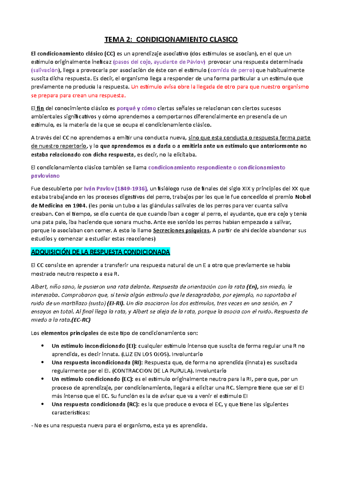 TEMA 2 concidionamiento clásico - TEMA 2: CONDICIONAMIENTO CLASICO El ...