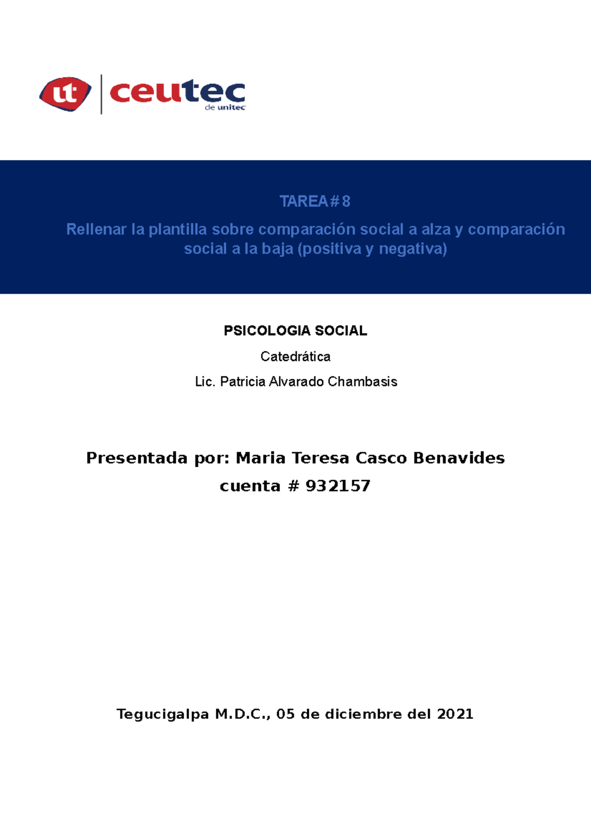 Plantilla Comparacion Social la alza y comparación social a la baja ...