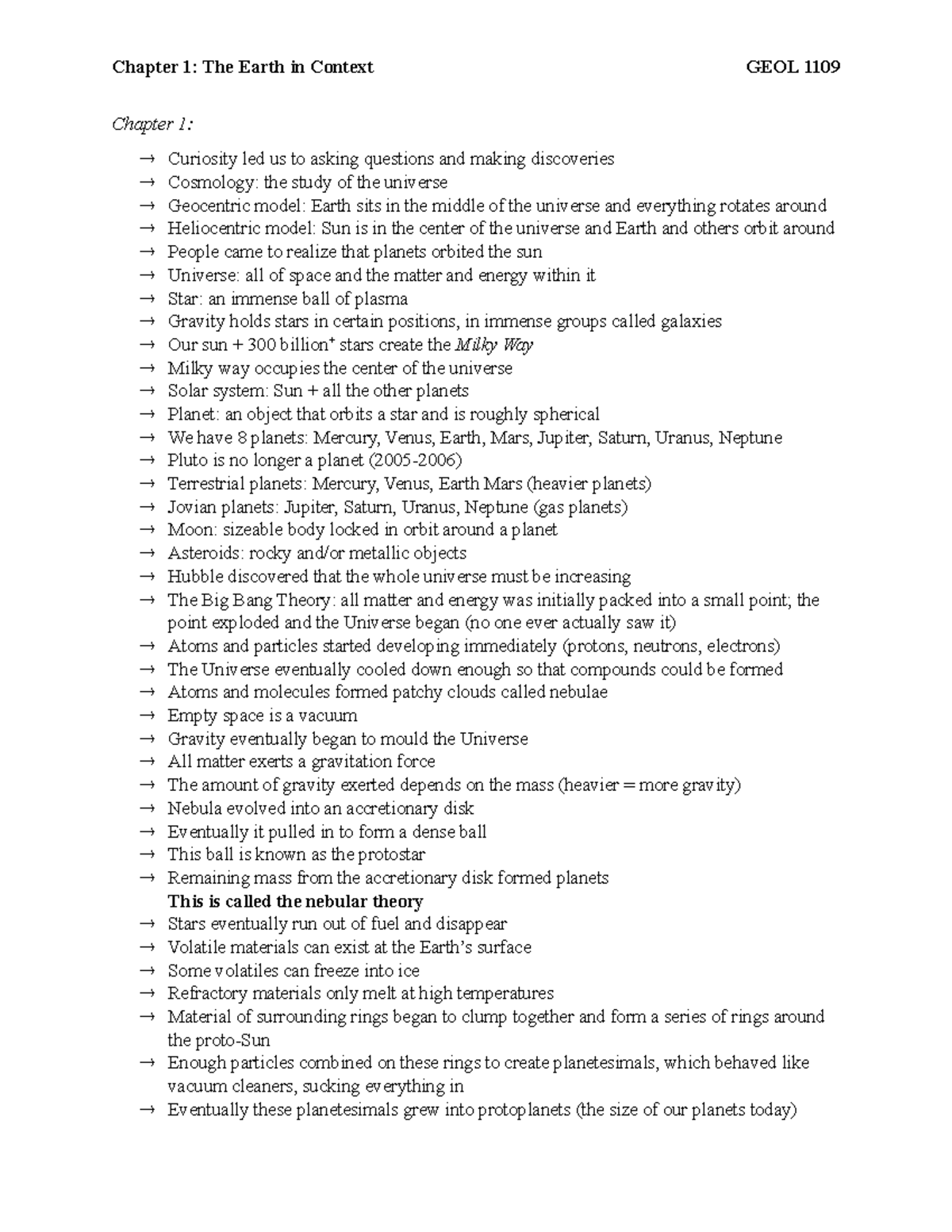 Chapter 1 Notes - Introduction to Geology - Chapter 1: Curiosity led us ...