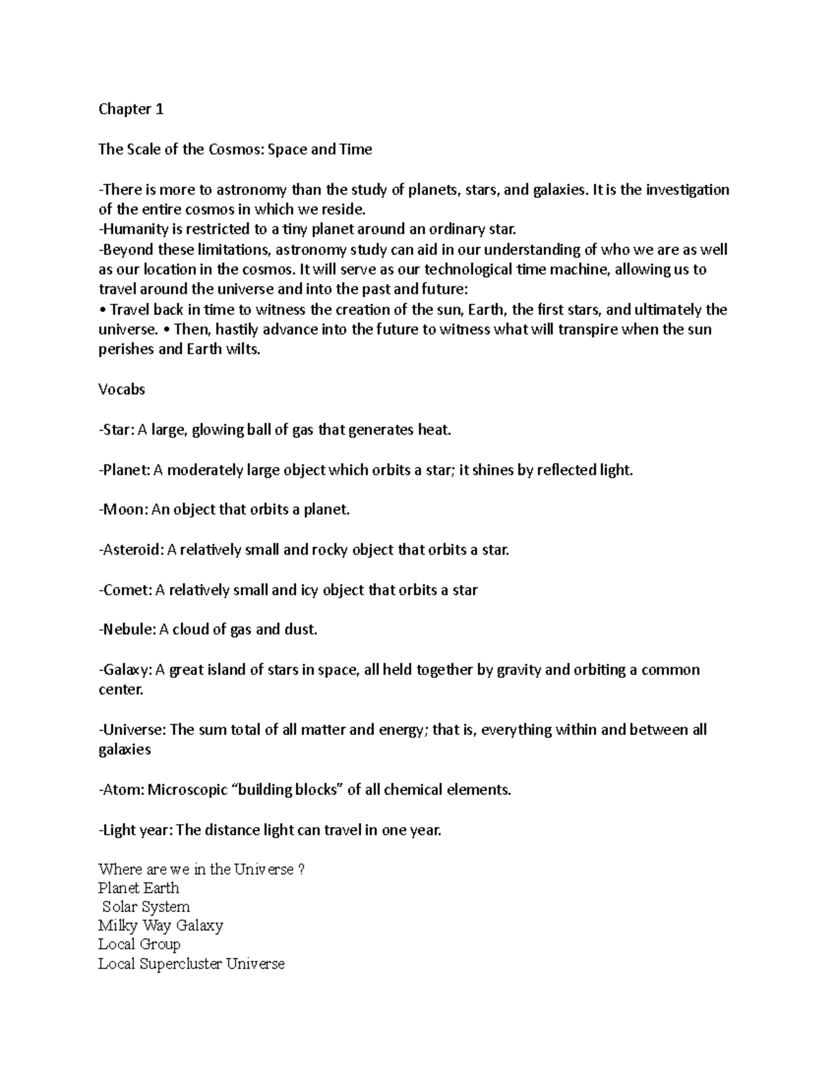 Chapter 1 Space and time - Chapter 1 The Scale of the Cosmos: Space and ...
