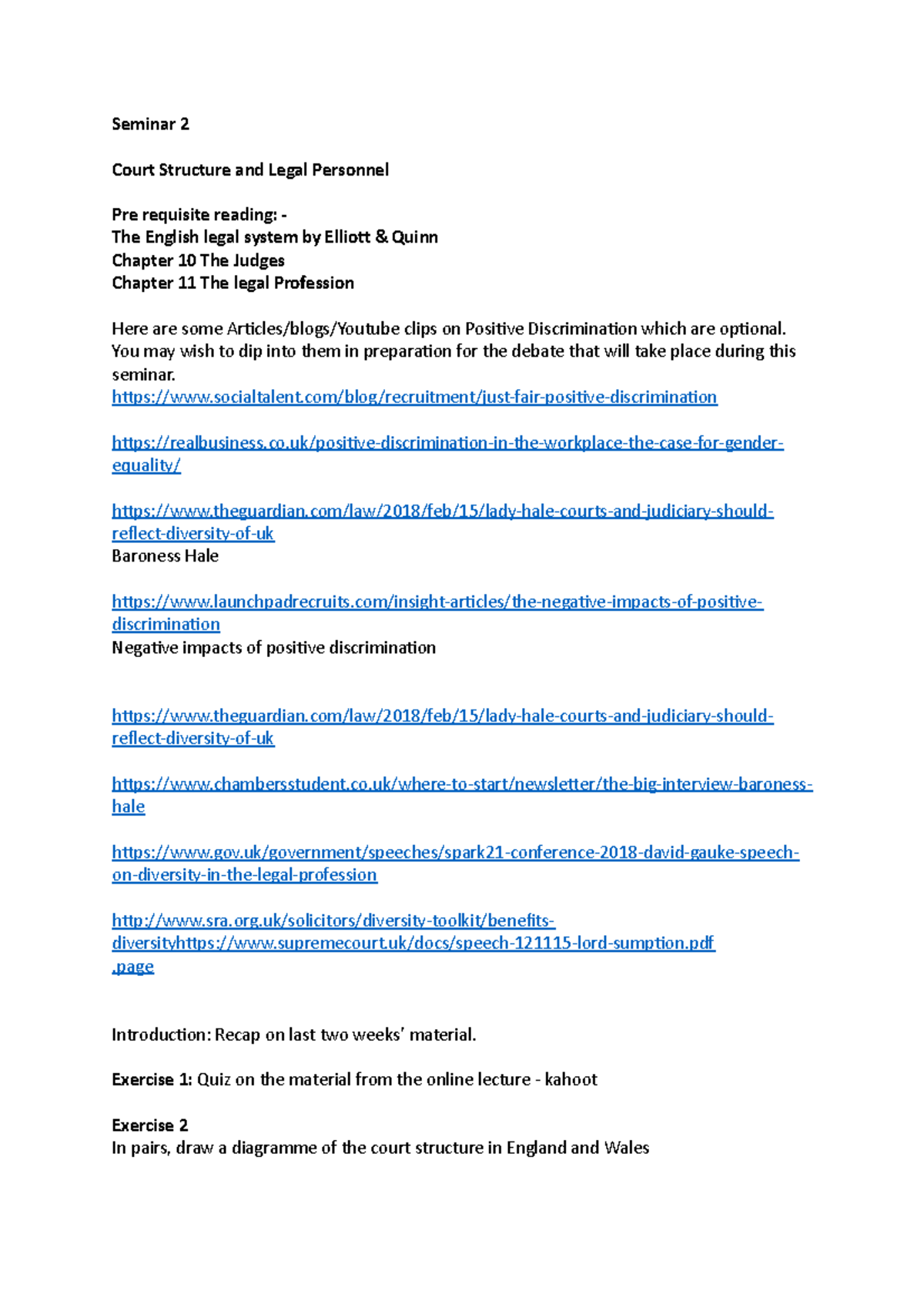 Seminar 2 - Lecturer Feedback - Question and Answer Tutorial Work ...