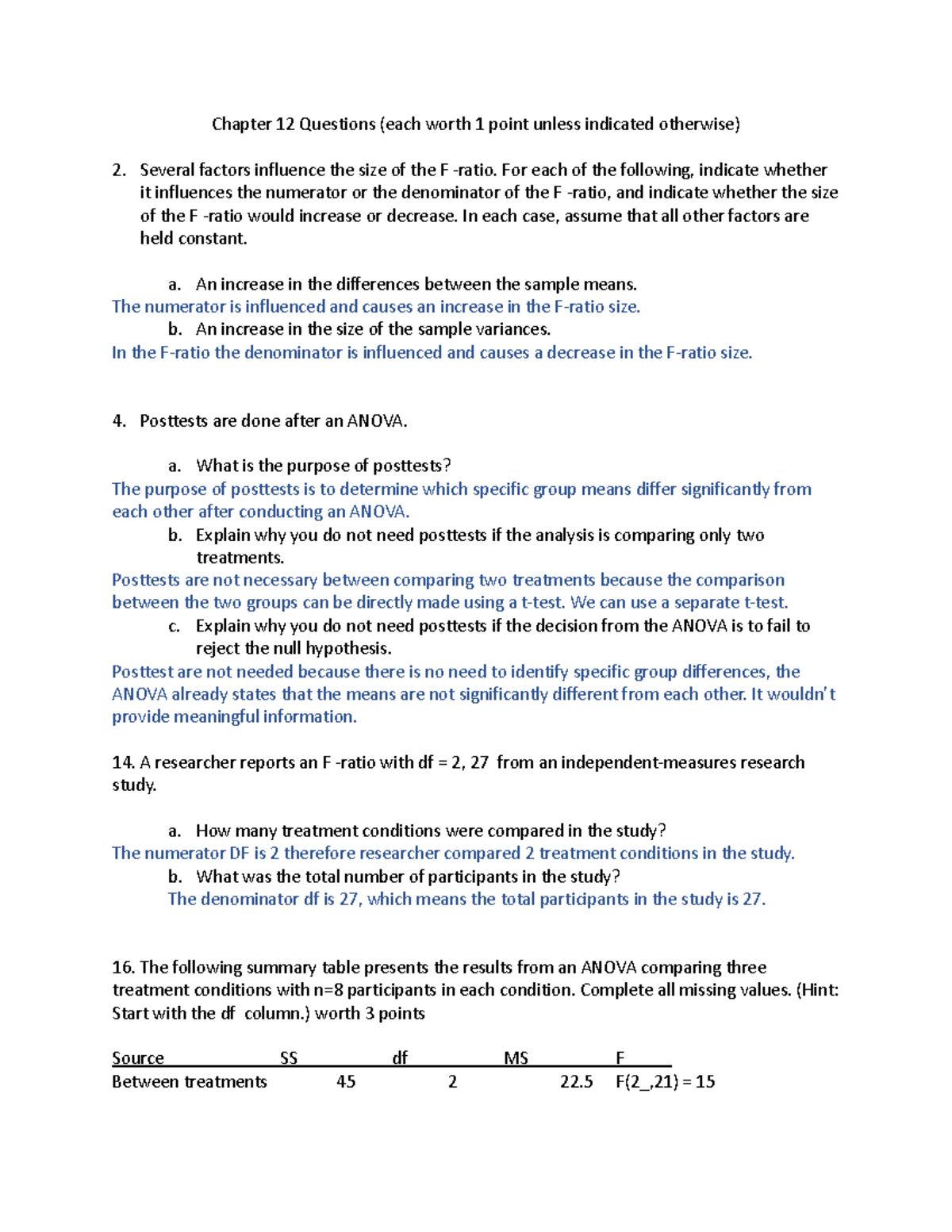Chapter 12 Questions - Chapter 12 Questions (each worth 1 point unless ...