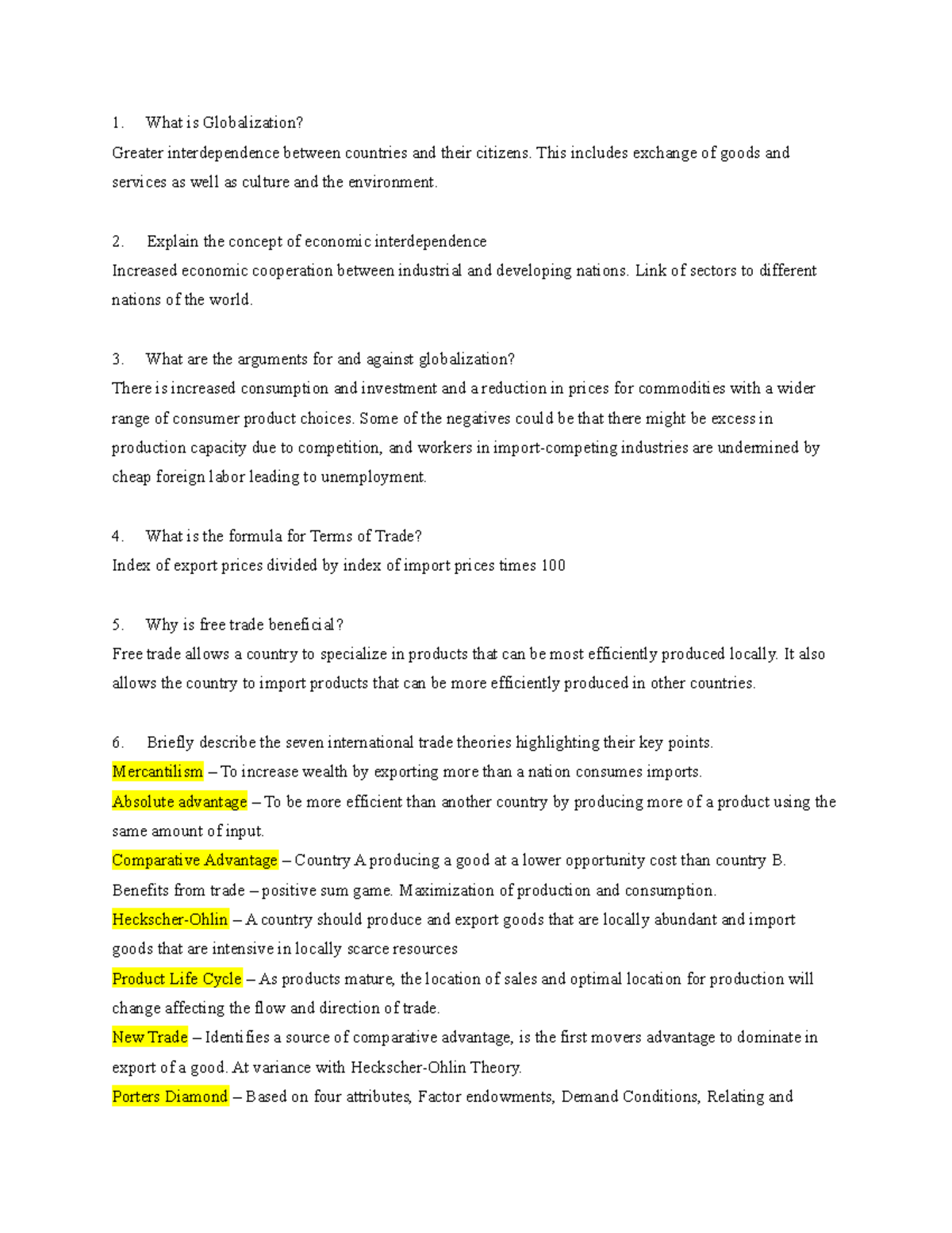 International Economics Quiz - Prep Study Notes - What is Globalization ...