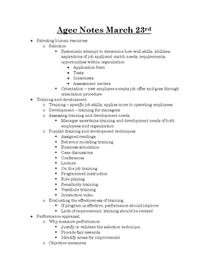 Agec 318 Lecture 12 Notes - Agec Notes March 21st Organization Change ...