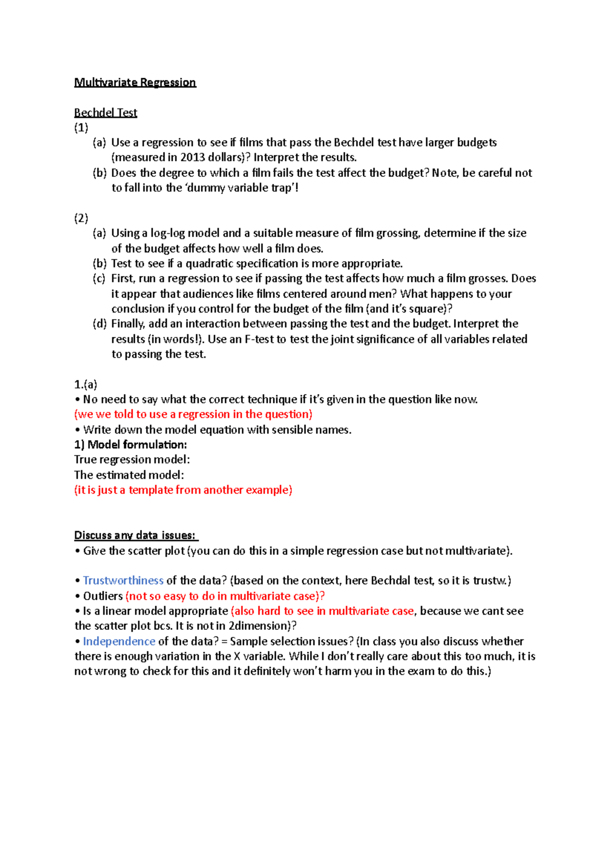 Ch17-18 example questions(1) - Multivariate Regression Bechdel Test (1 ...