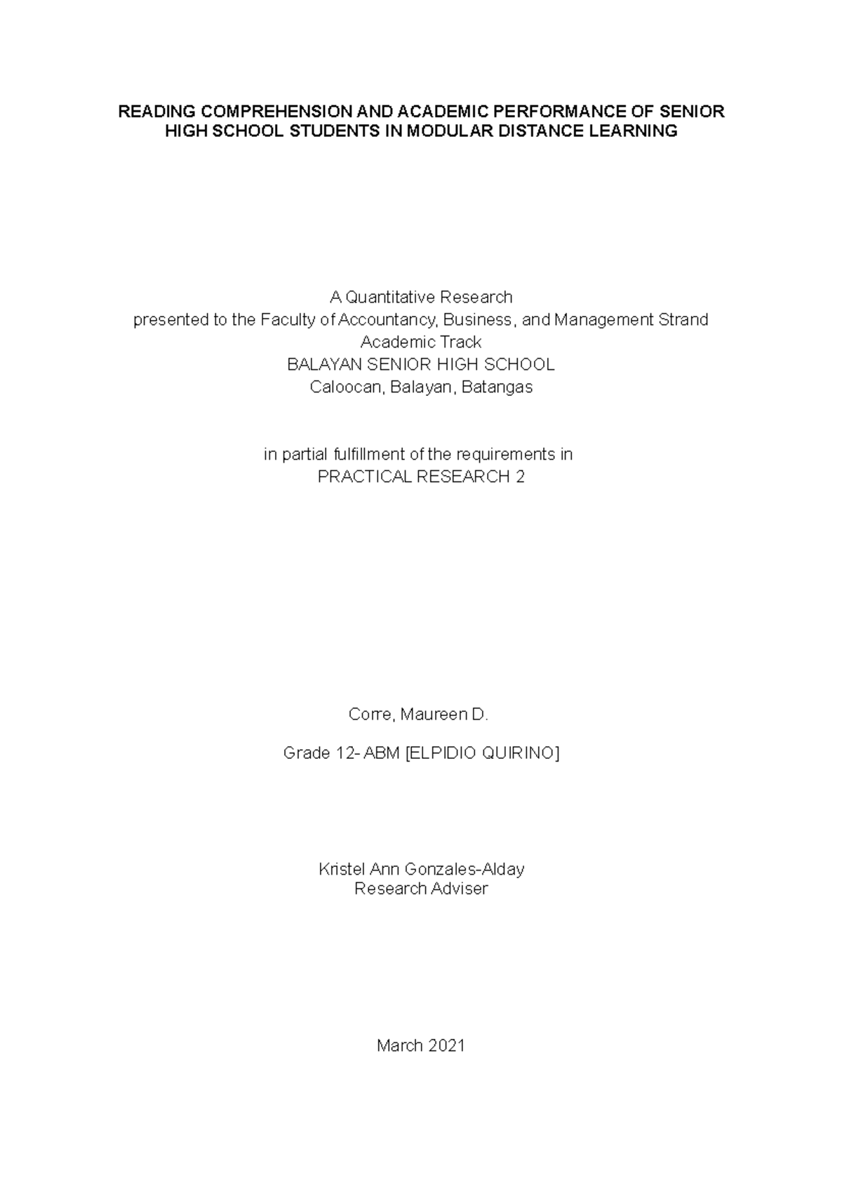 Example of Documents from School year 2020 - READING COMPREHENSION AND ...