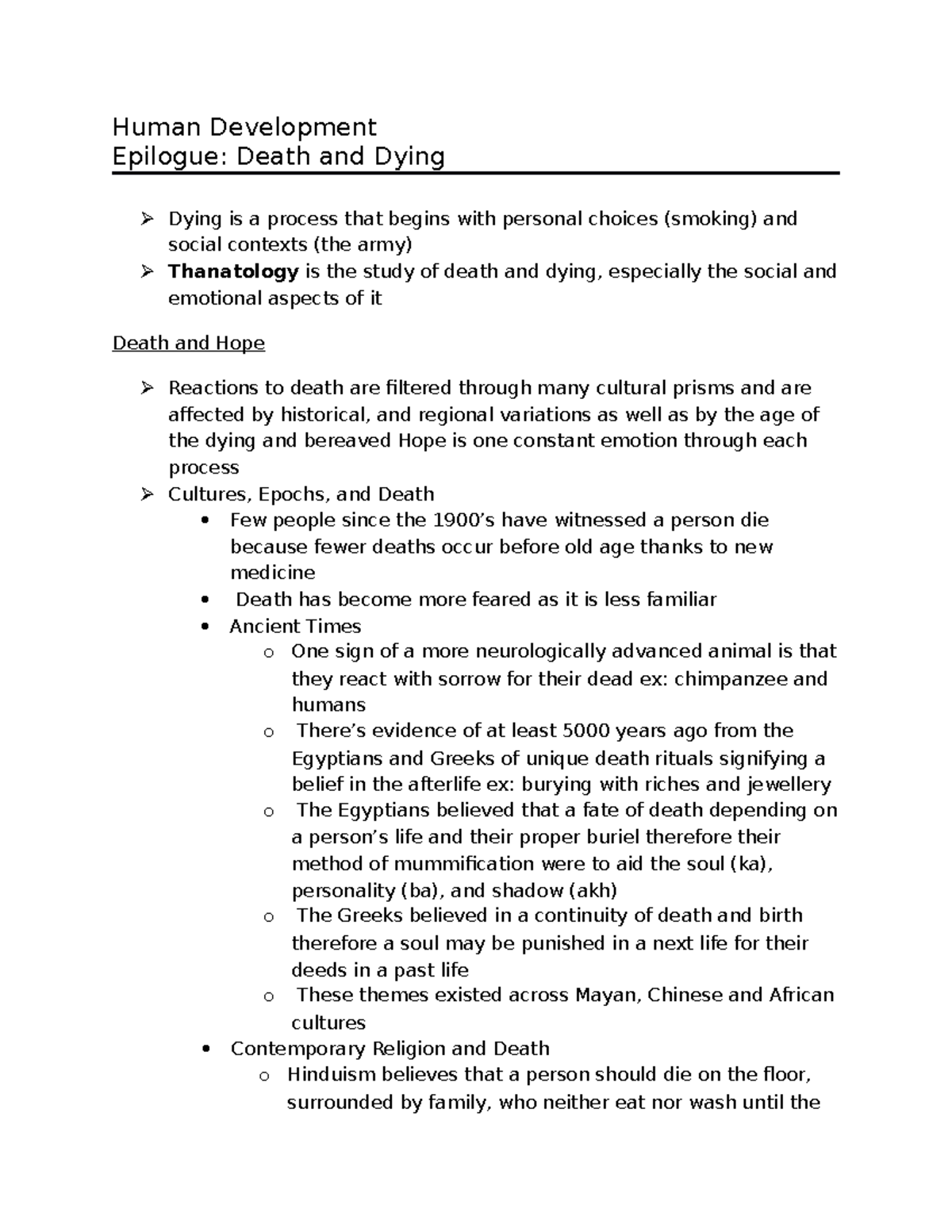 Human Development - chapter 1 - Human Development Epilogue: Death and ...