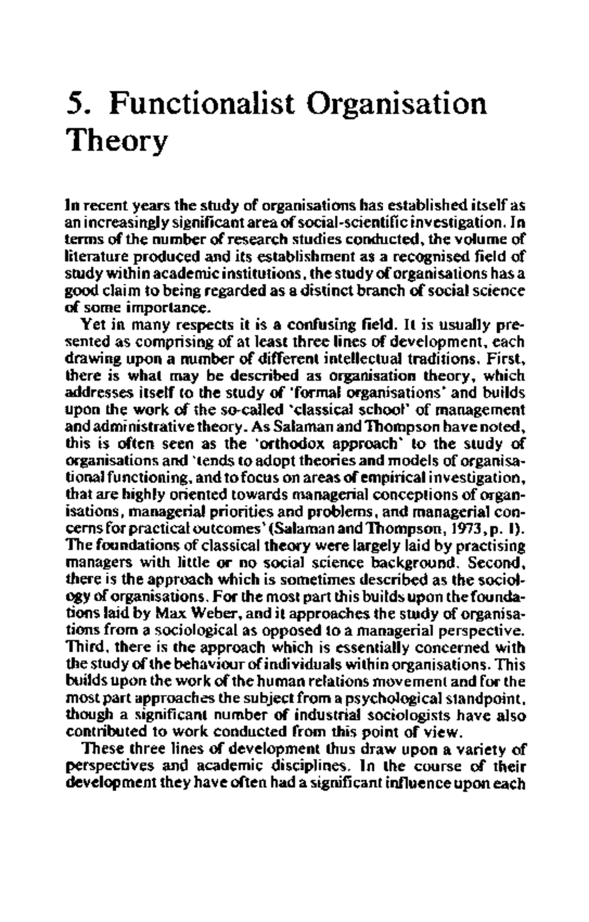 Functionalist organisation - 5. Functionalist Organisation Theory In ...