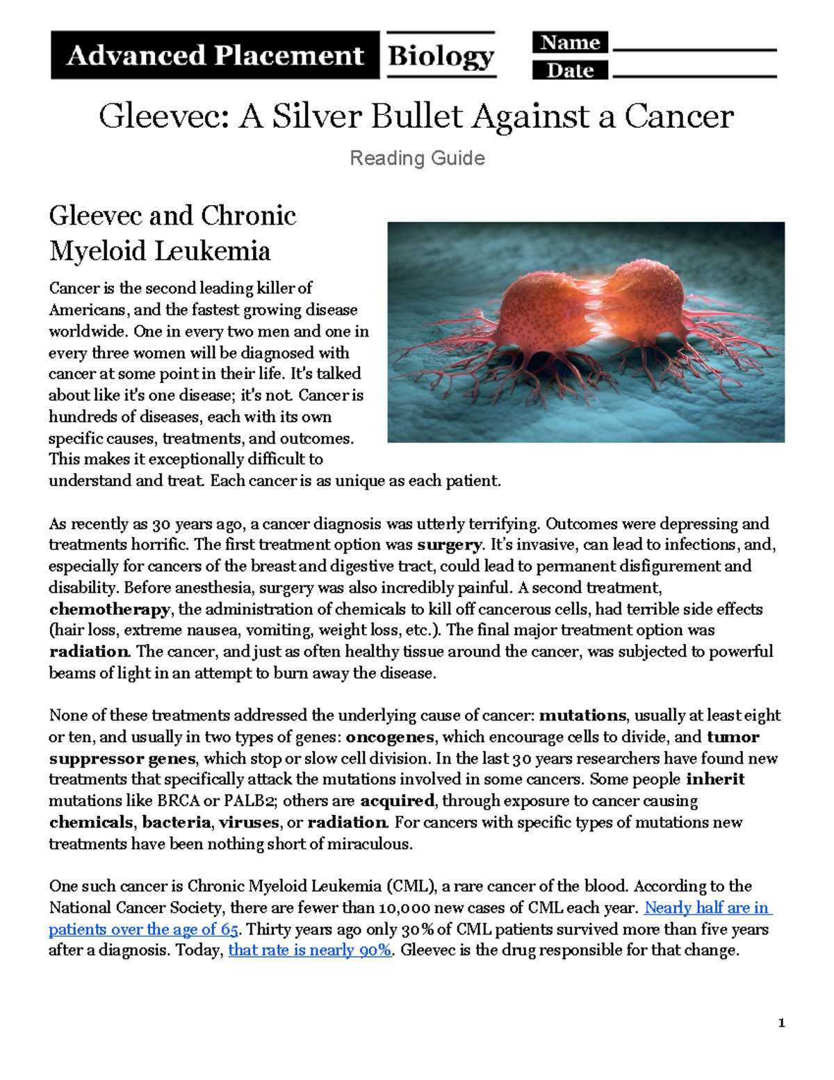 Gleevec and cancer - Gleevec: A Silver Bullet Against a Cancer Reading ...