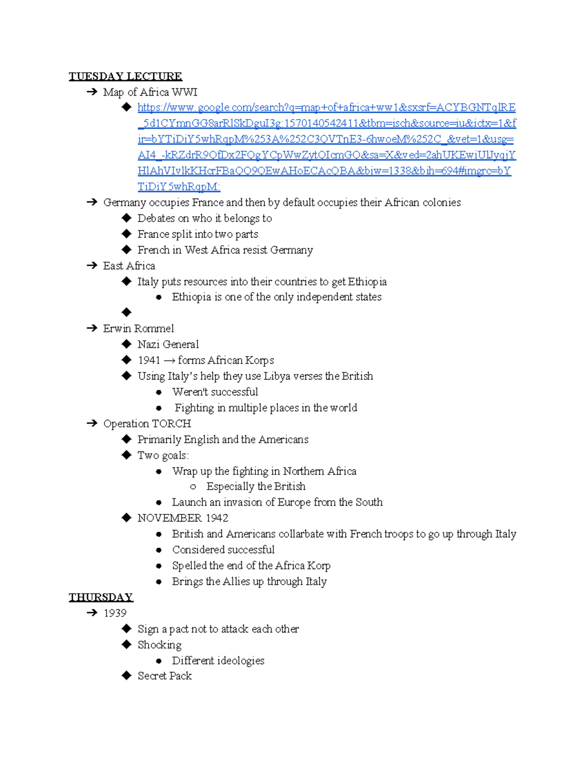 Notes on African and Soviet Union and Germany - TUESDAY LECTURE Map of ...