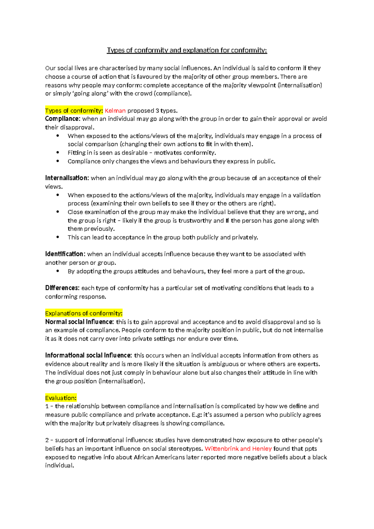 Types of conformity - An individual is said to conform if they choose a ...