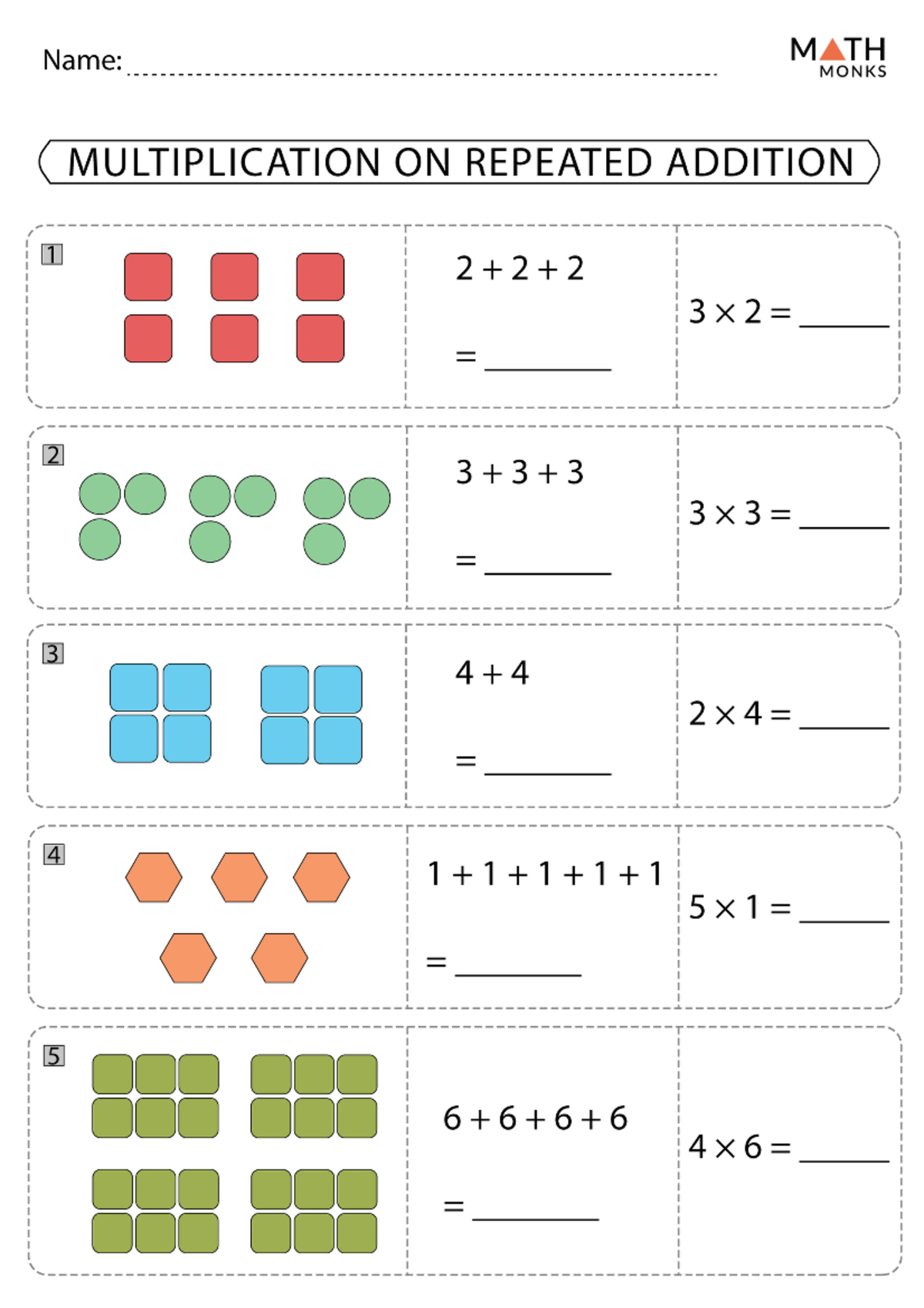 Multiplication-as-Repeated-Addition-Worksheets - Education - Name: MATH ...