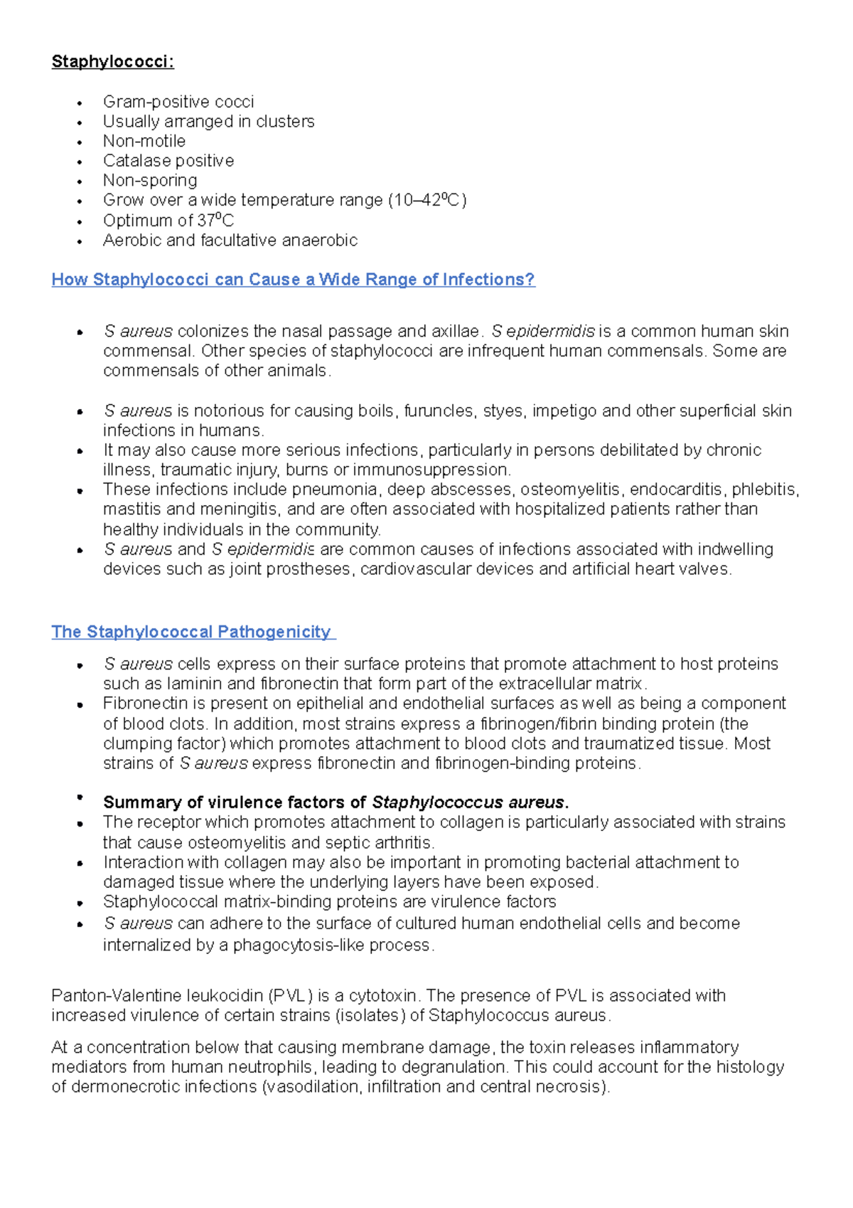 Staphylococcus Notes - Staphylococci: Gram-positive cocci Usually ...