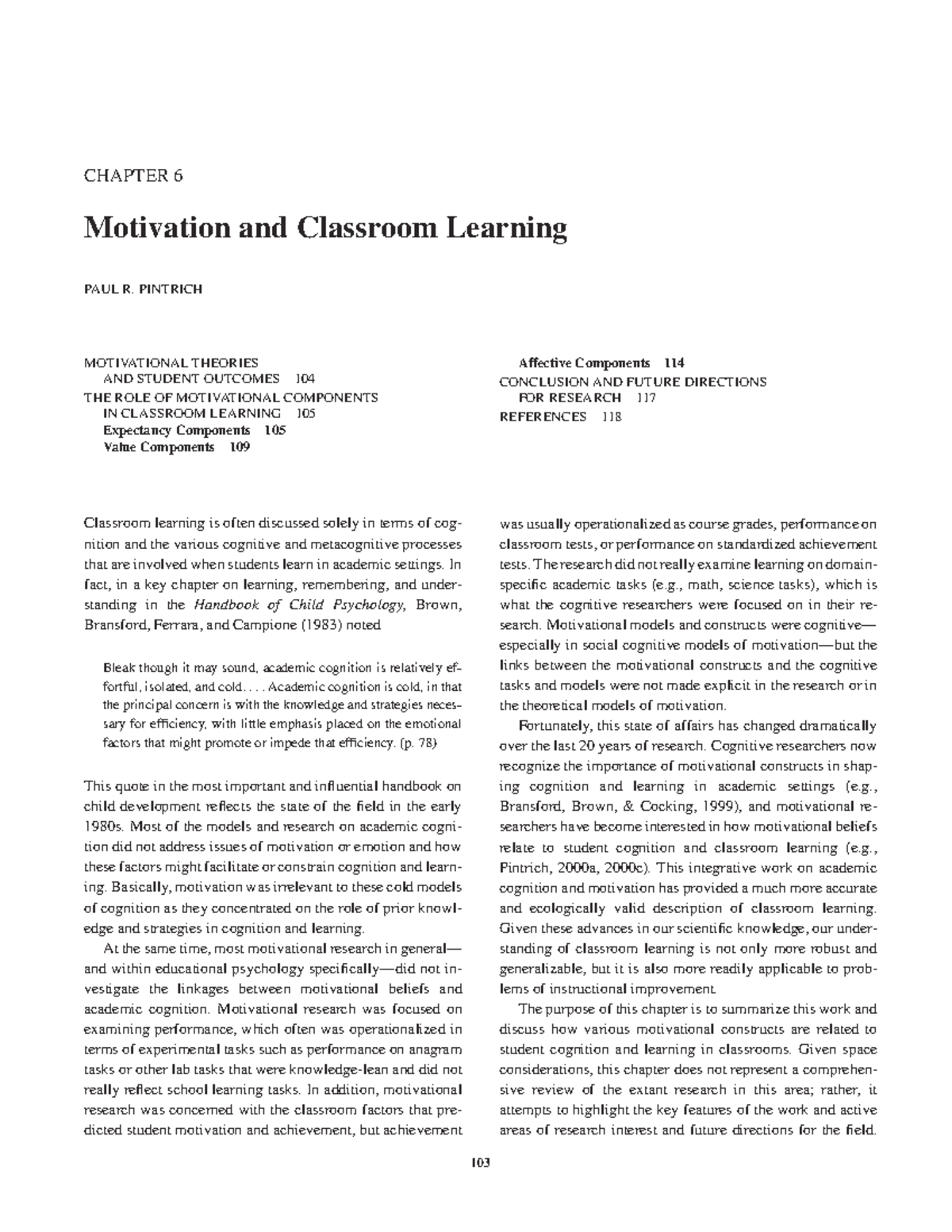 Motivation and Classroom Learning-1 - CHAPTER 6 Motivation and ...