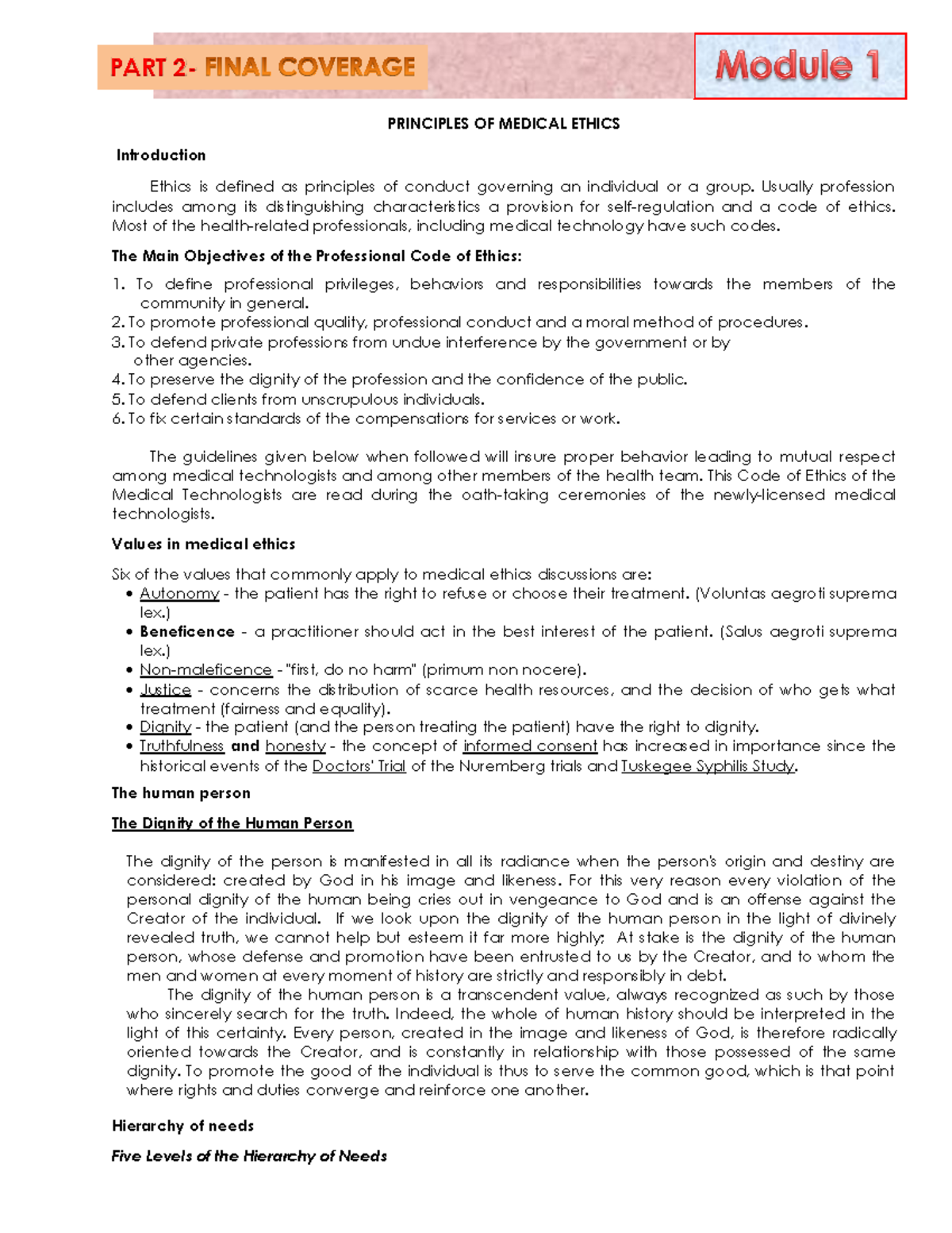 Principles of Medical Ethics - PRINCIPLES OF MEDICAL ETHICS ...