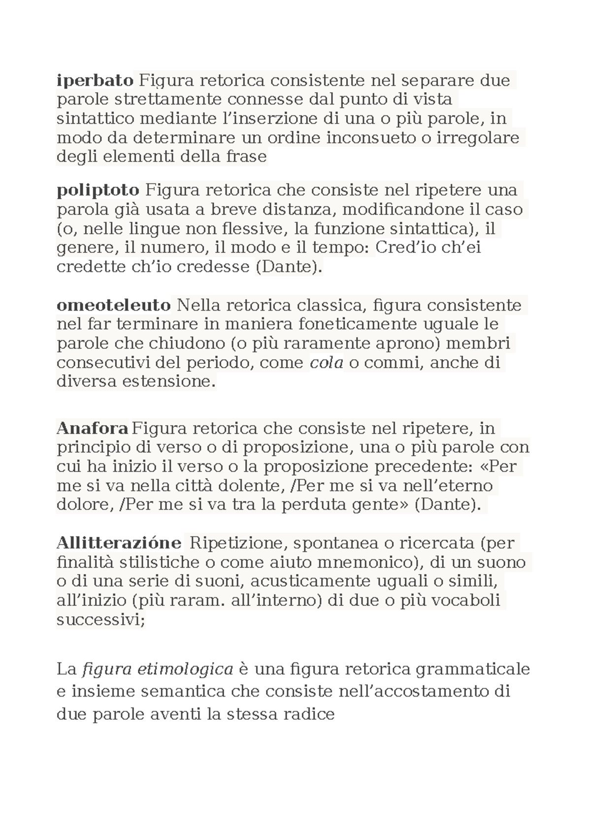 Figure retoriche latino, un'esaustiva presentazione delle figure ...