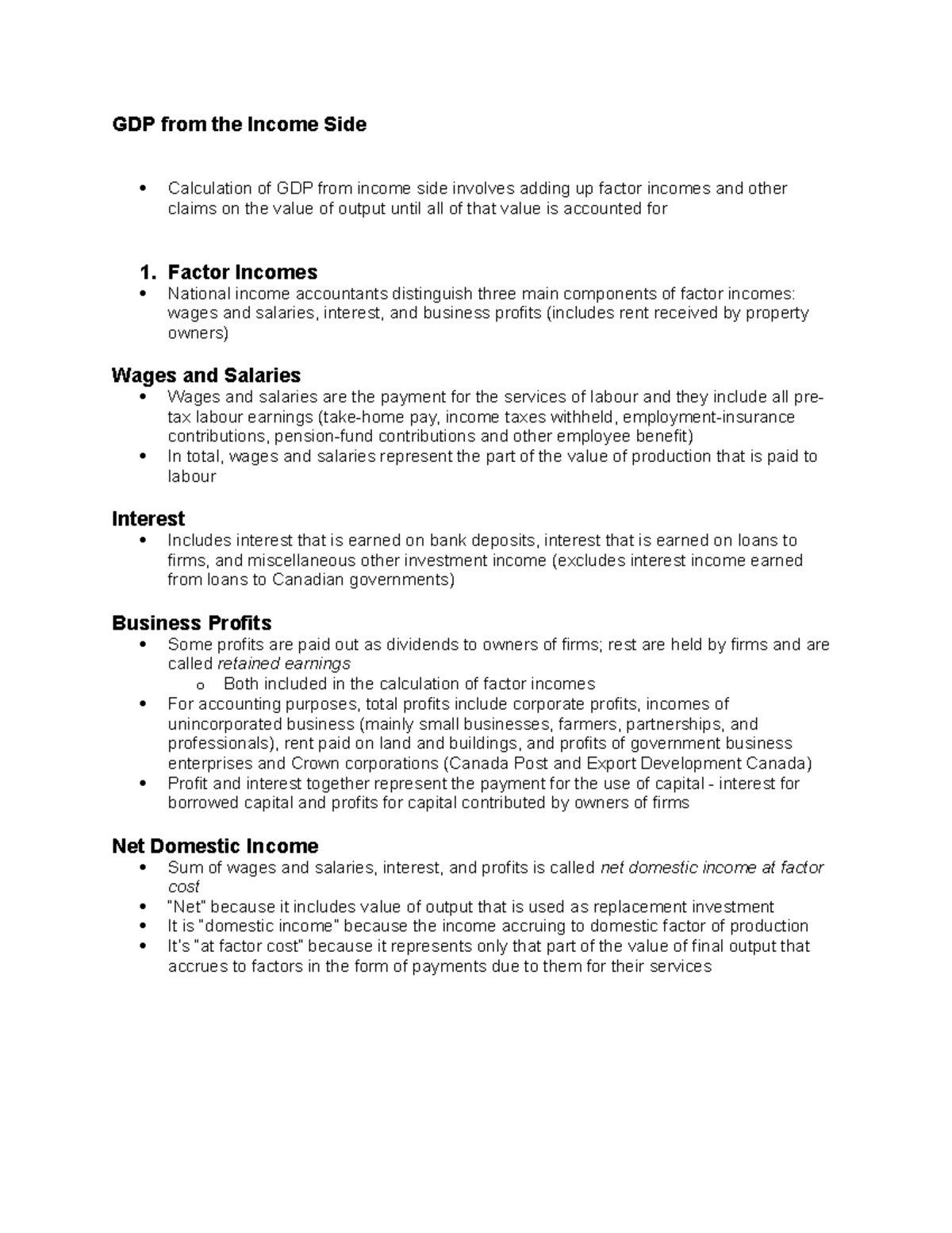 Chapter 13 - lect notes - GDP from the Income Side Calculation of GDP ...