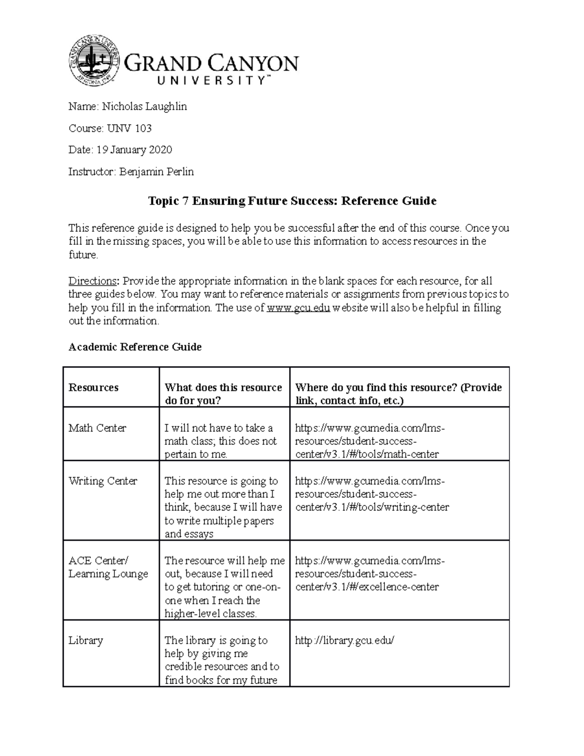 Laughlin Nicholas T7 Reference Guide Online - Name: Nicholas Laughlin ...