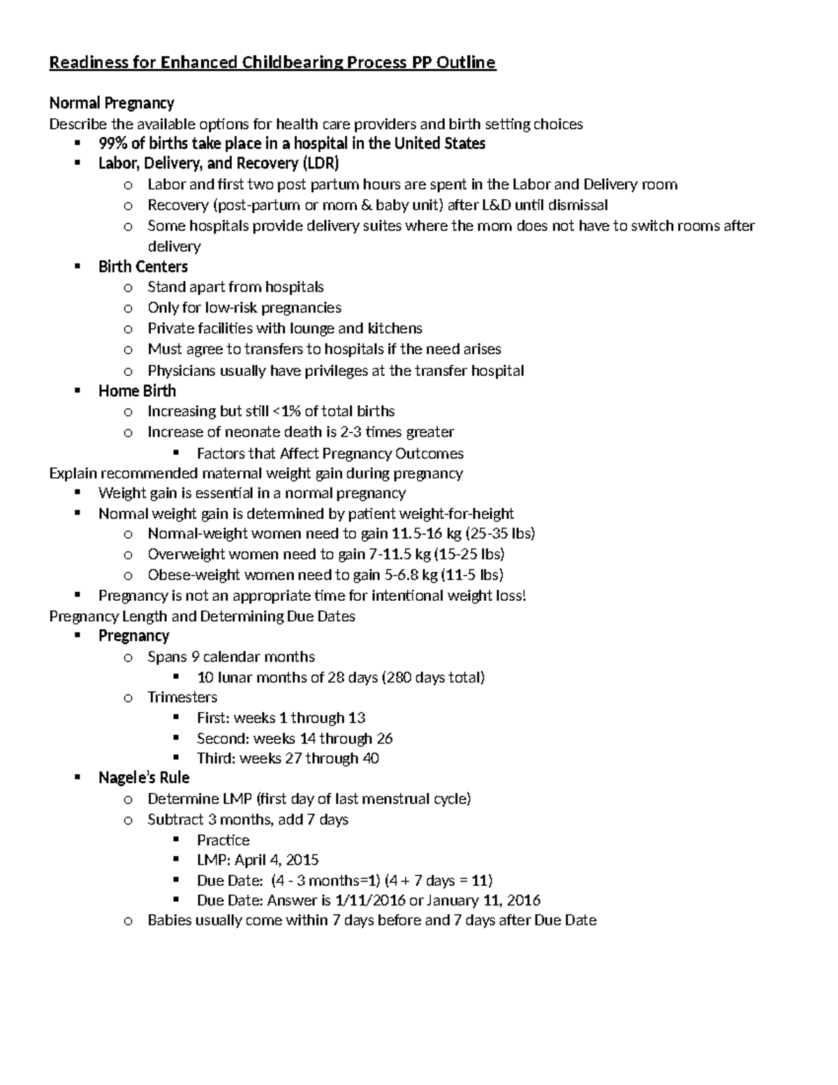 Readiness for Enhanced Childbearing Process SP24 - (Not affected by ...