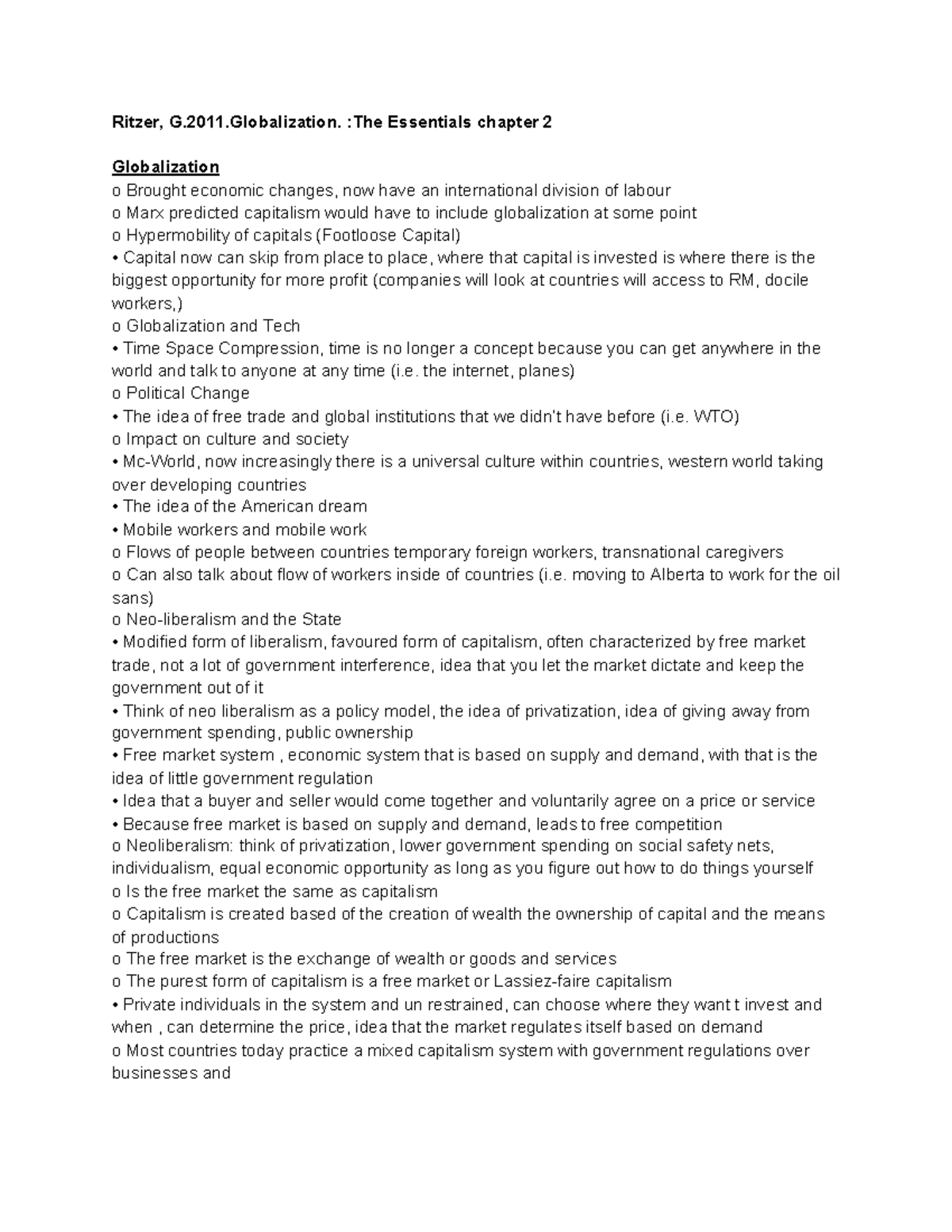 Ritzer, G Globalization the essentials chapter 2 - Ritzer, G.2011. :The ...