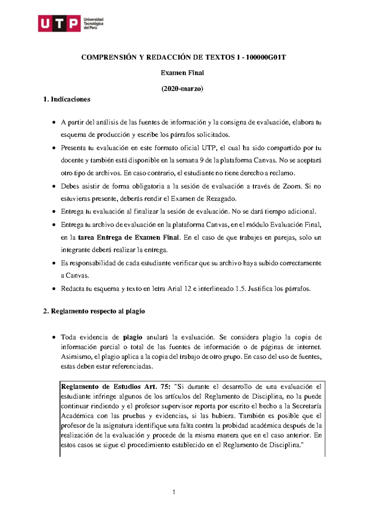 100000 G01T Comprensión Y Redacción DE Textos 1 Examen Final - COMPRENSIÓN Y REDACCIÓN DE TEXTOS ...
