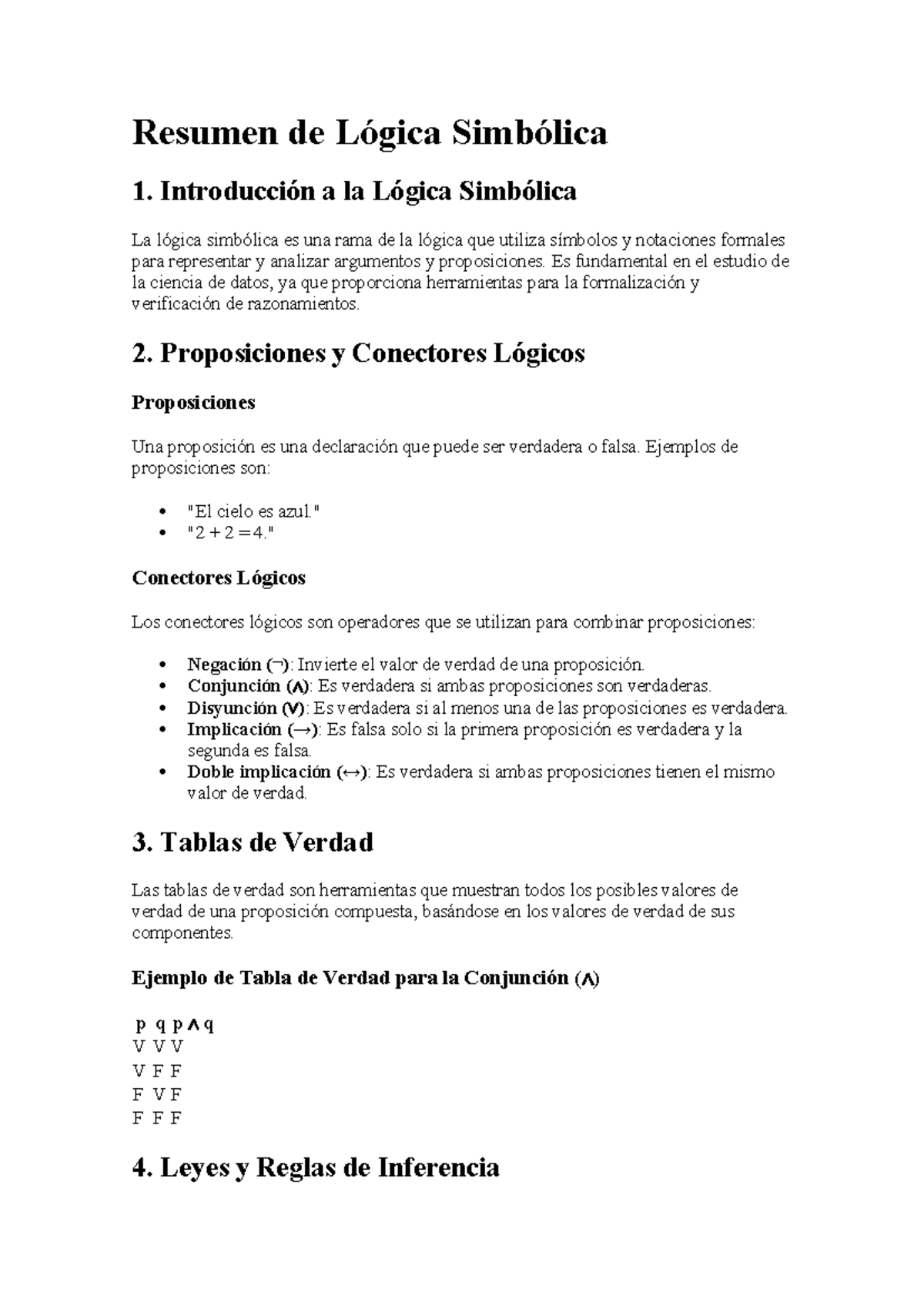 Resumen de Lógica Simbólica - Introducción a la Lógica Simbólica La ...