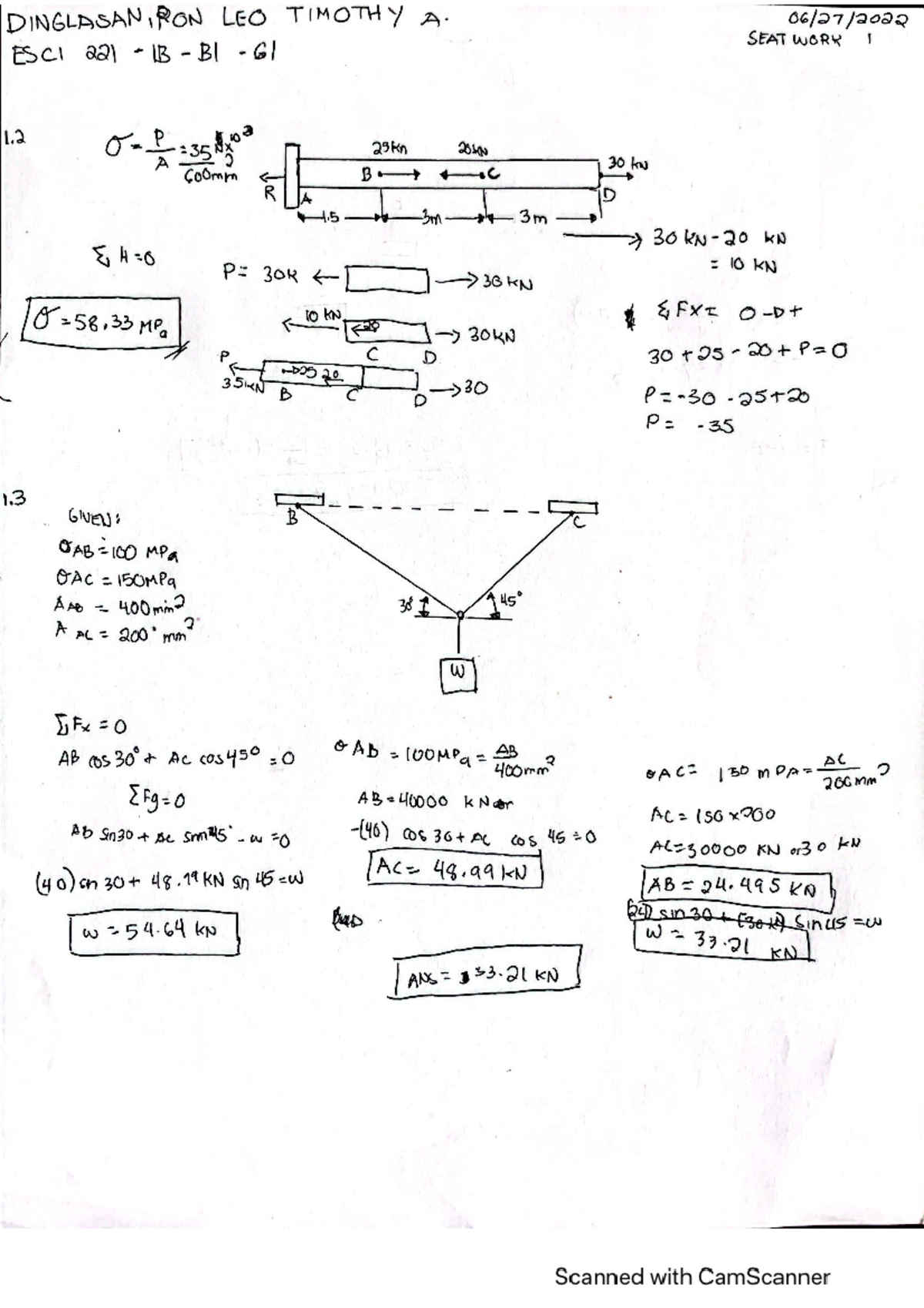 Normal Axial Stress - Mechanics of Deformable Bodies - Studocu