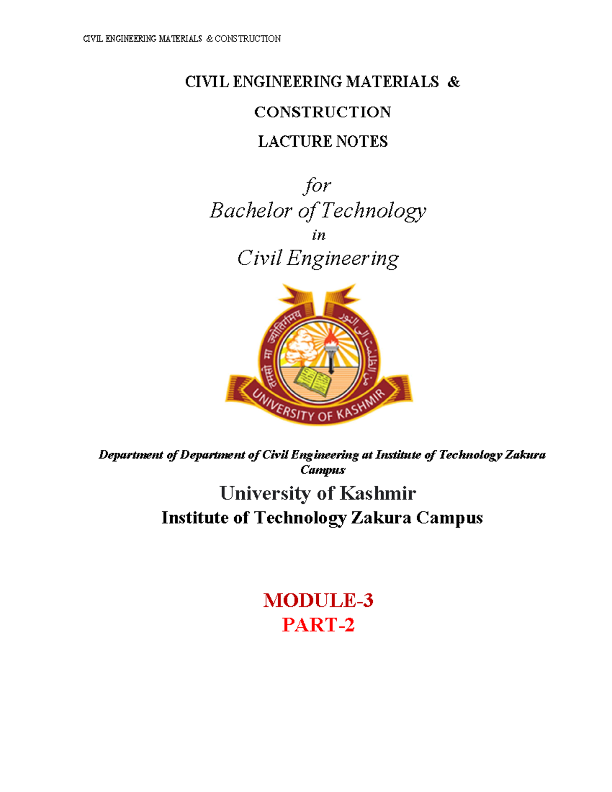 Civil Engineering Materials and Construction Module 3 Part 2 - CIVIL ...