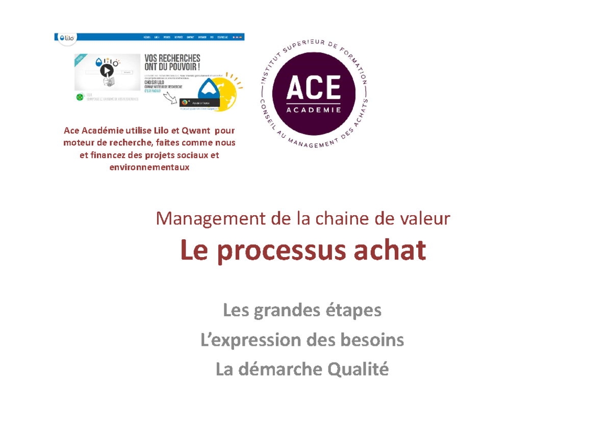 Partie 4A Le processus achat et lexpression des besoins - Les grandes ...