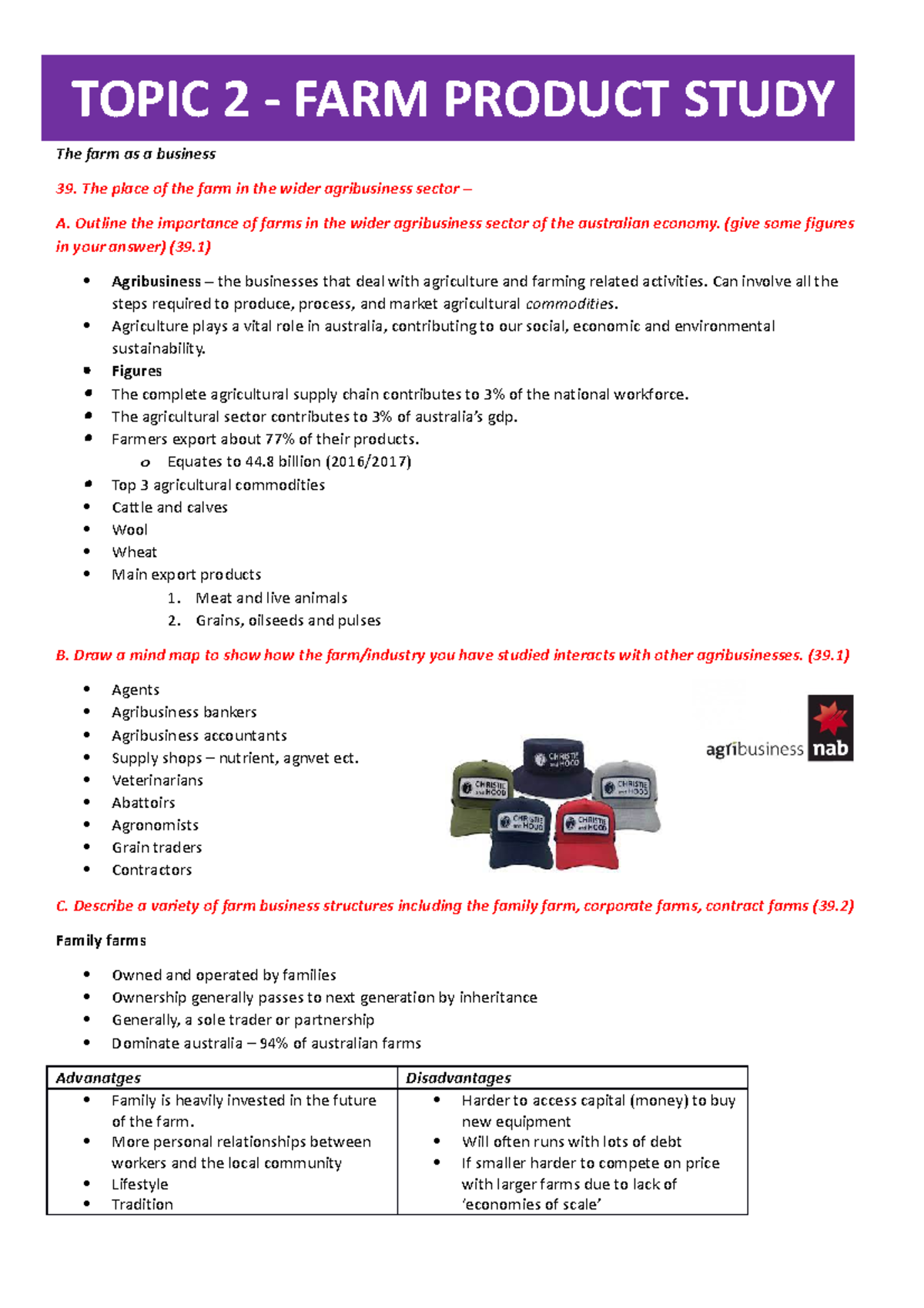 Topic 2 - FARM Product Study - The farm as a business The place of the ...