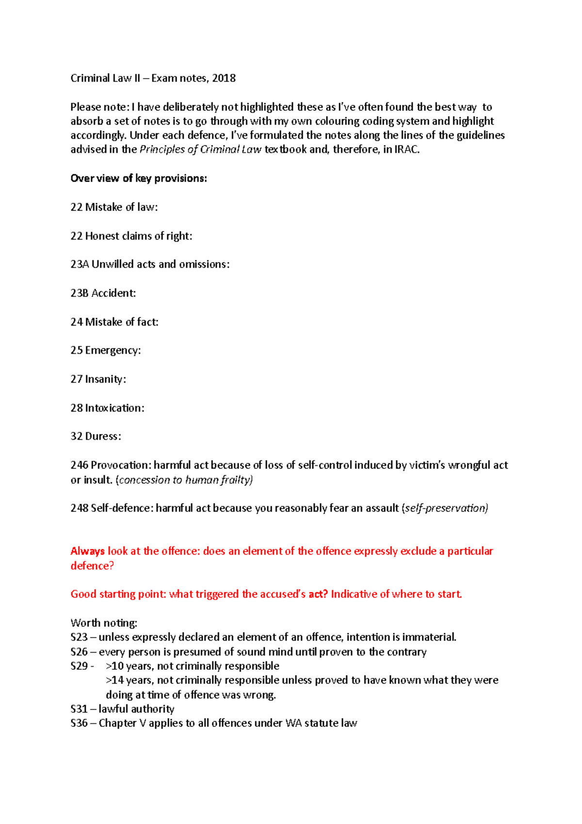 Criminal Law II Exam notes - #2 toolbox format - Criminal Law II – Exam ...