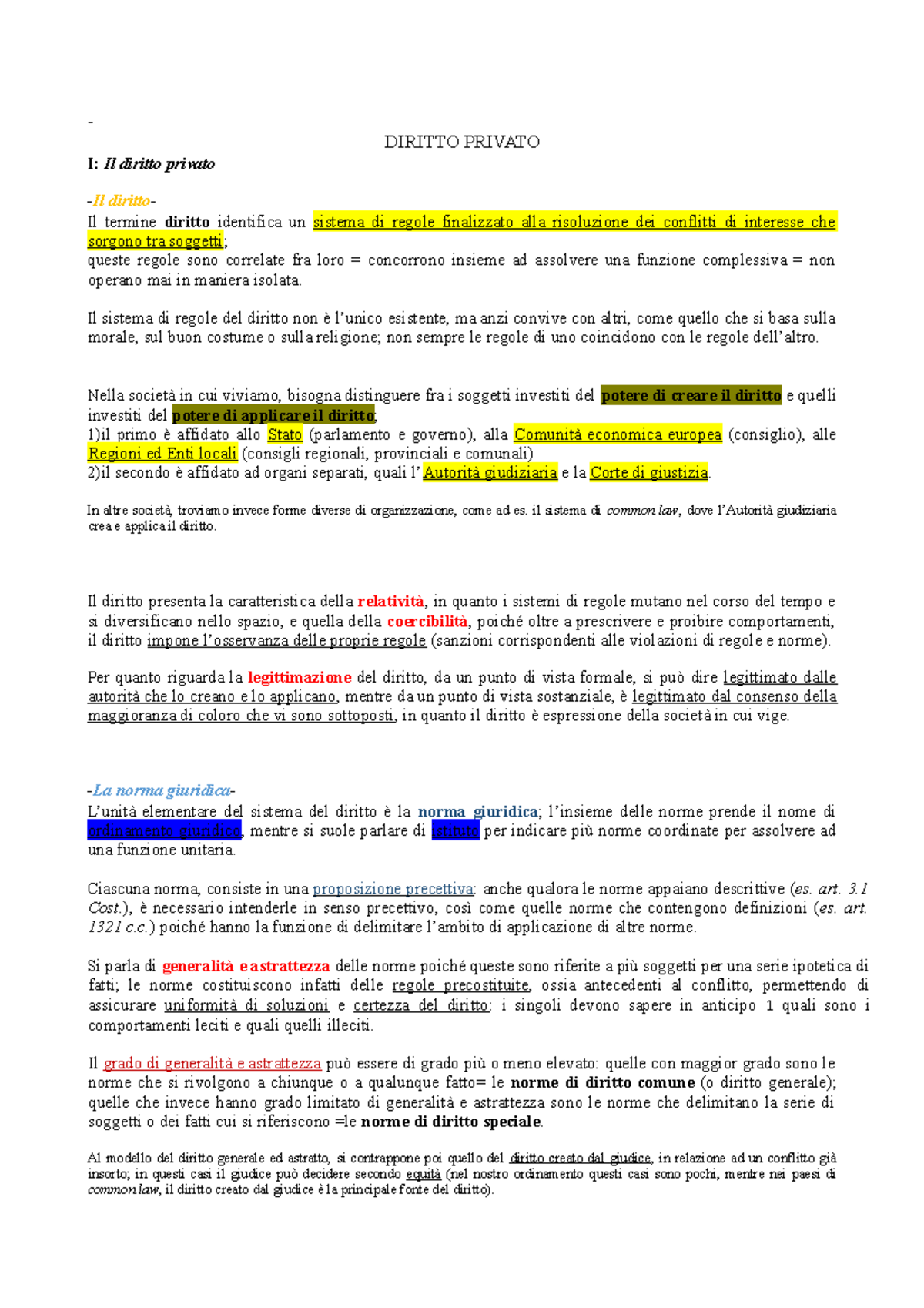 Appunti DI Diritto Privato - DIRITTO PRIVATO I: Il diritto privato - Il ...