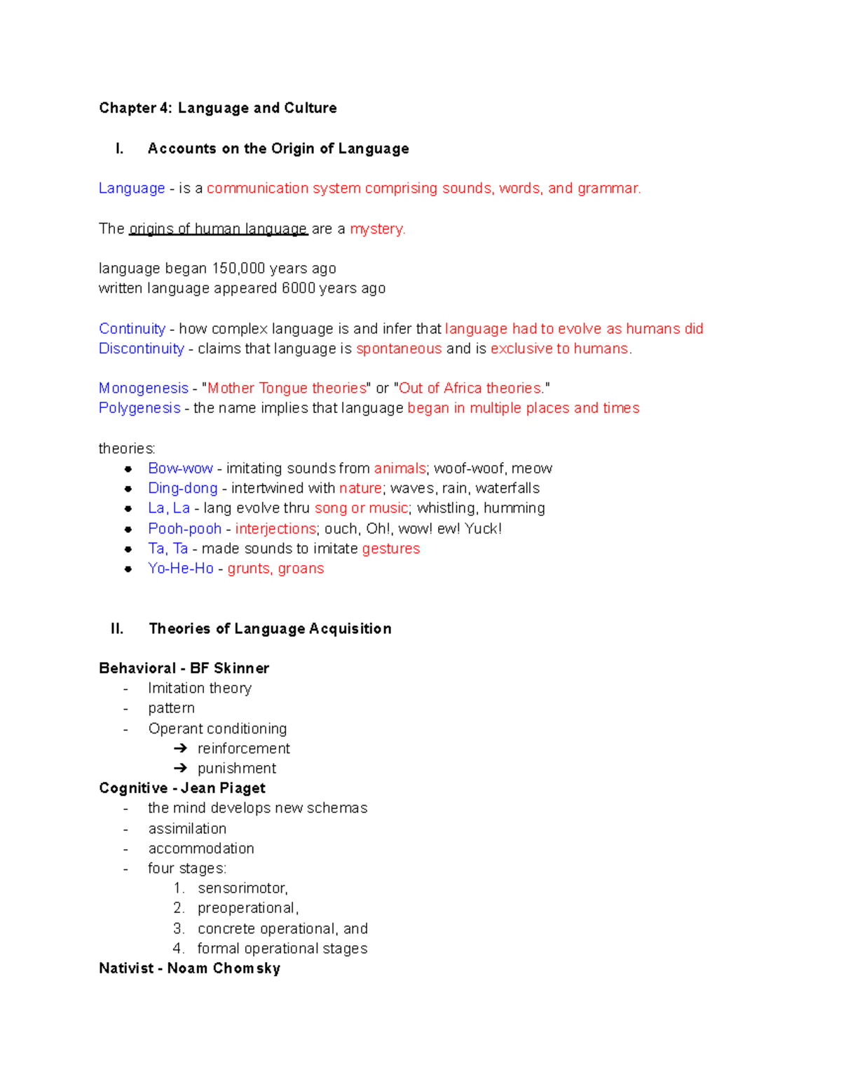 Language and Culture Societies finals - Chapter 4: Language and Culture I. Accounts on the ...