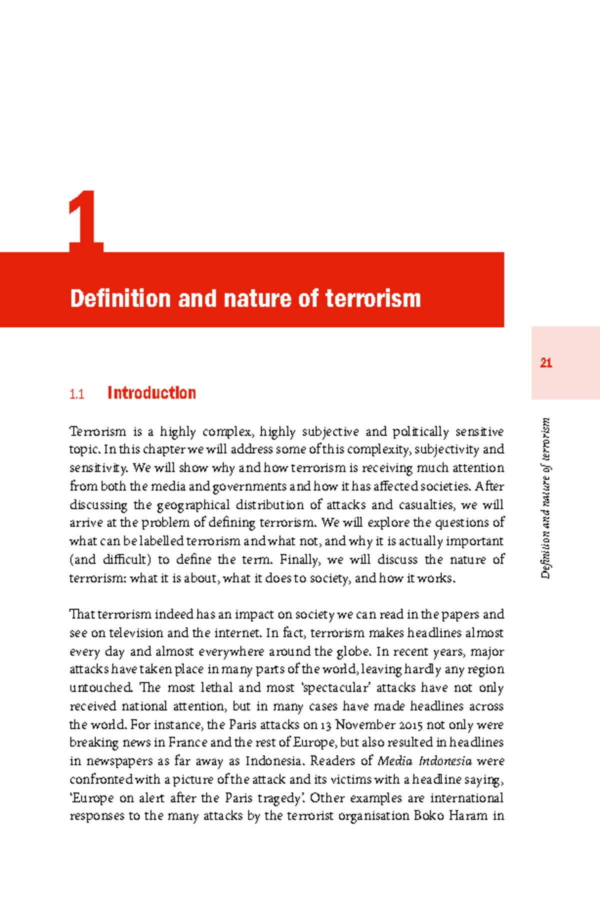 Terrorism and Counterterrprism Introduction - 21 Definition and nature of terrorism 1 Definition ...