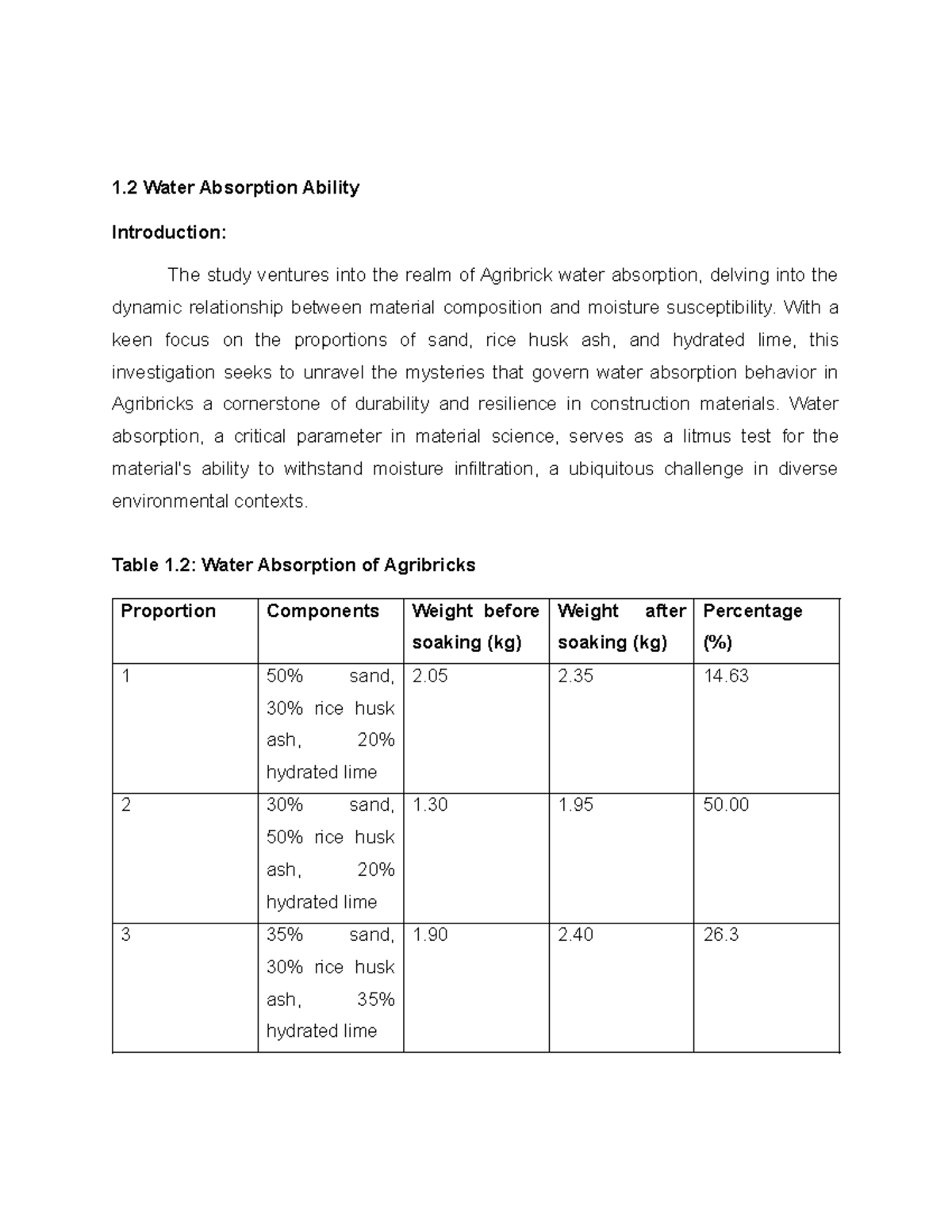 Water absorption ability property - 1 Water Absorption Ability ...
