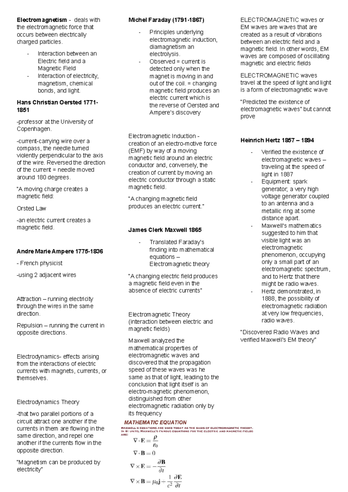 Electromagnetism - math - Electromagnetism - deals with the ...